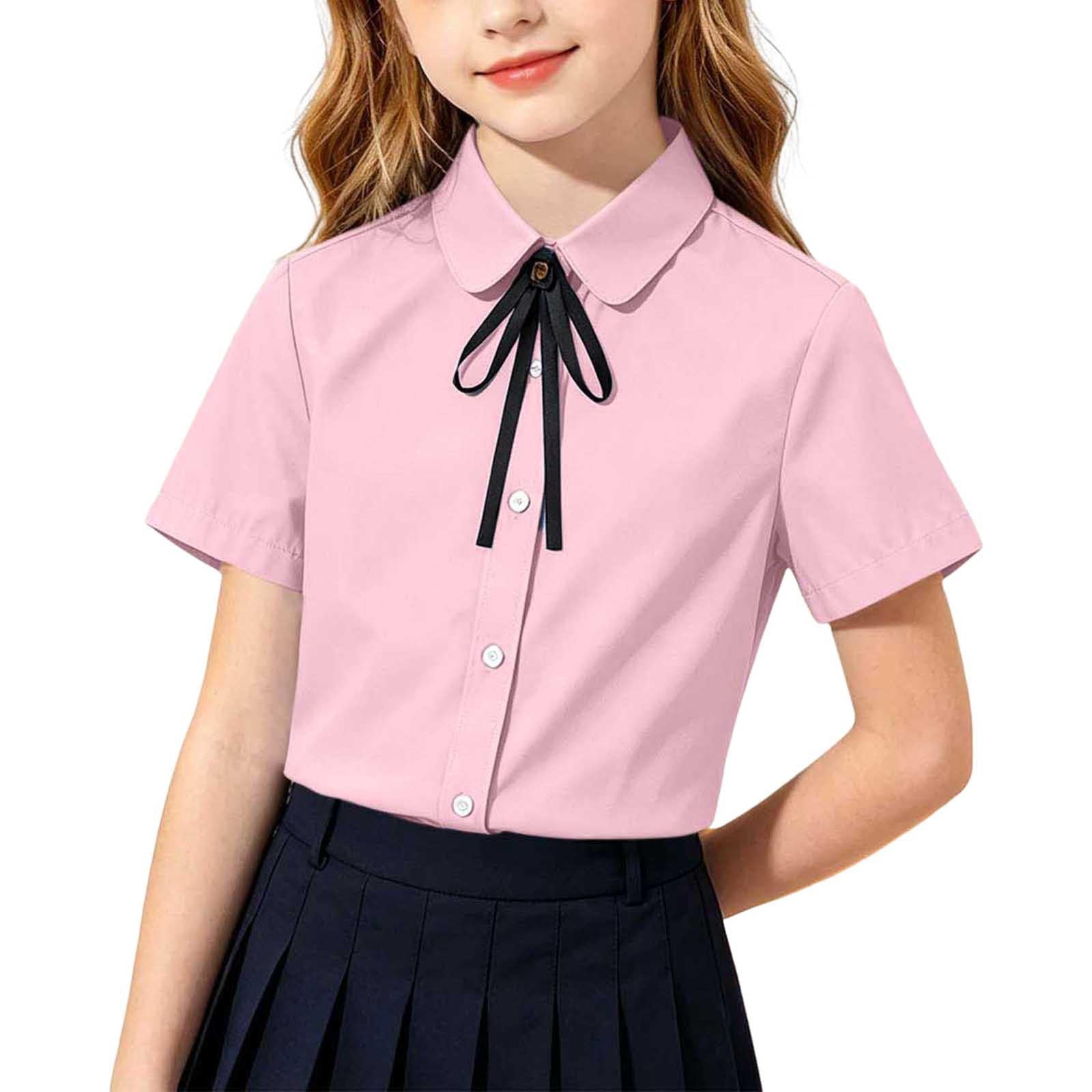 BCSIOAOI Shirts for Girls,Back to School Peter Pan Collar Short Sleeve ...