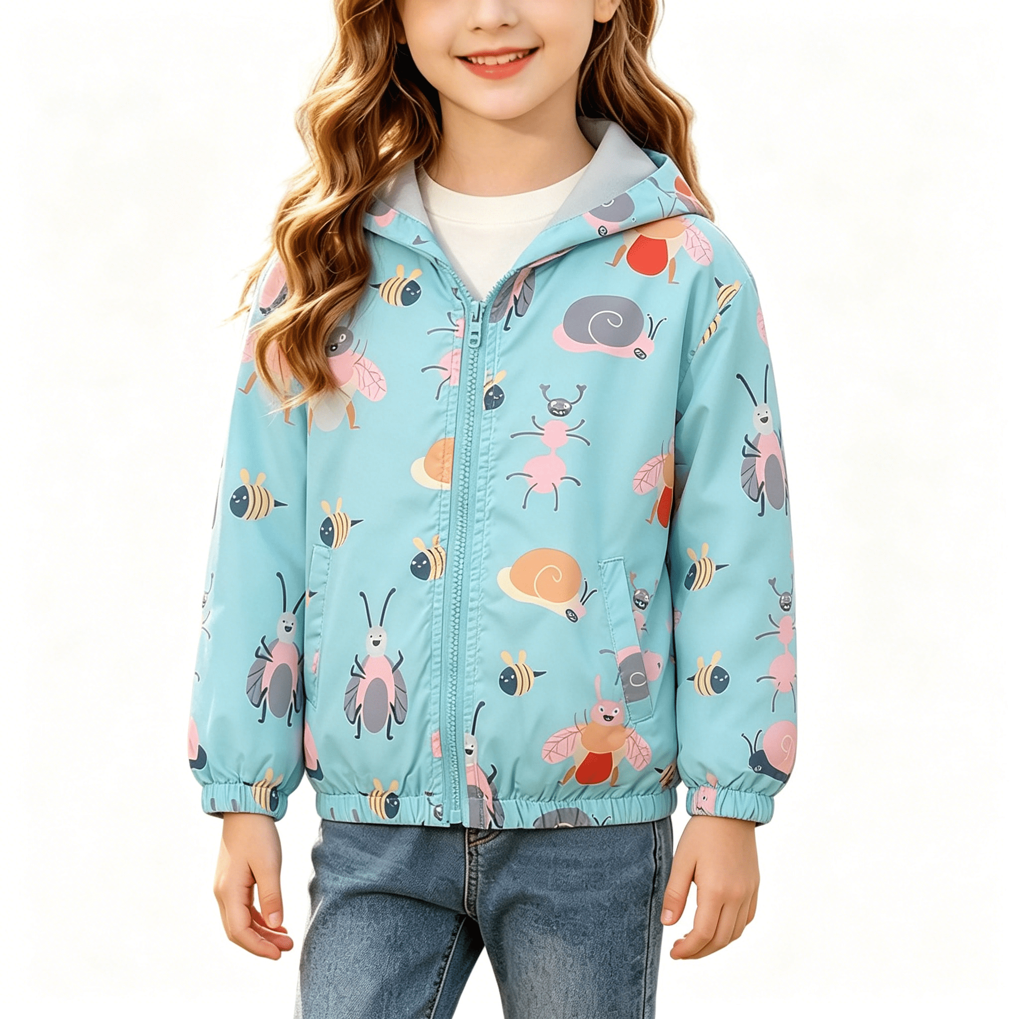 BCSIOAOI Toddler Girls Outerwear,Hooded Zip Up Elastic Cuffs Graphic ...