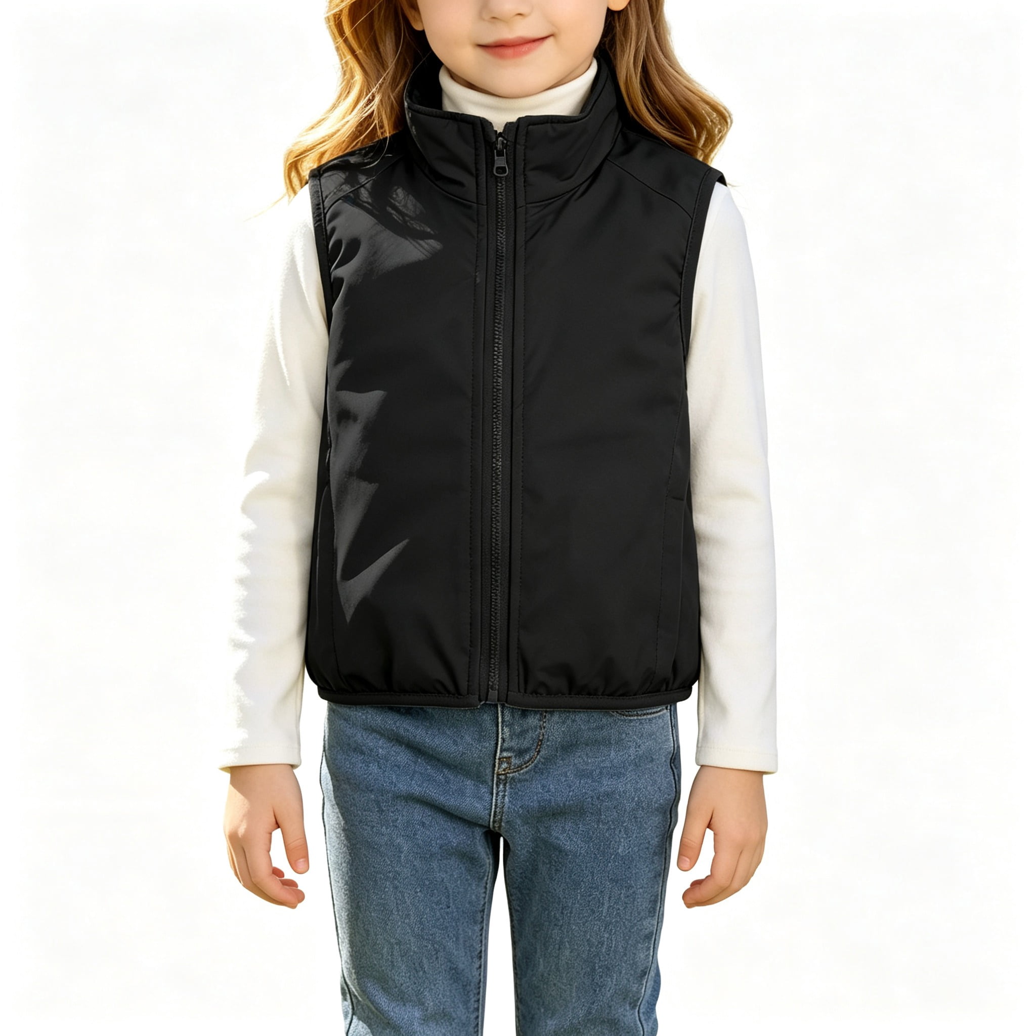 BCSIOAOI Toddler Girls Puffer Vest,Stand Collar Full Zip Sleeveless ...