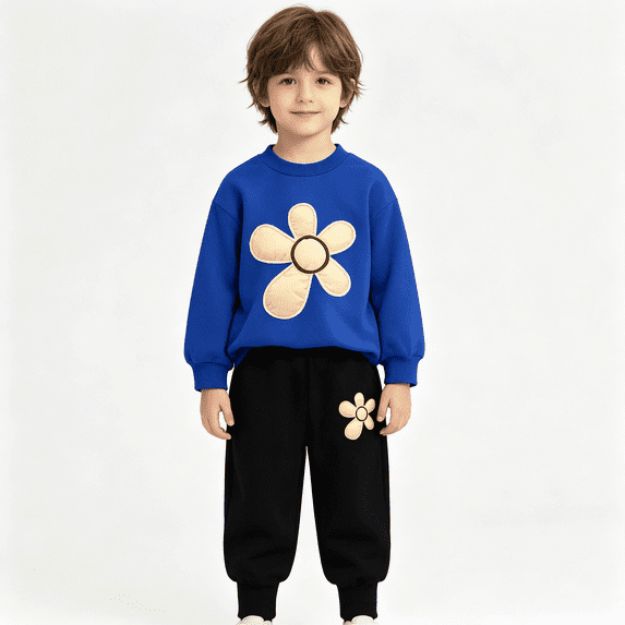 BCSIOAOI Toddler Kids Matching Sets,Flower Patch Crew Neck Sweatshirt ...