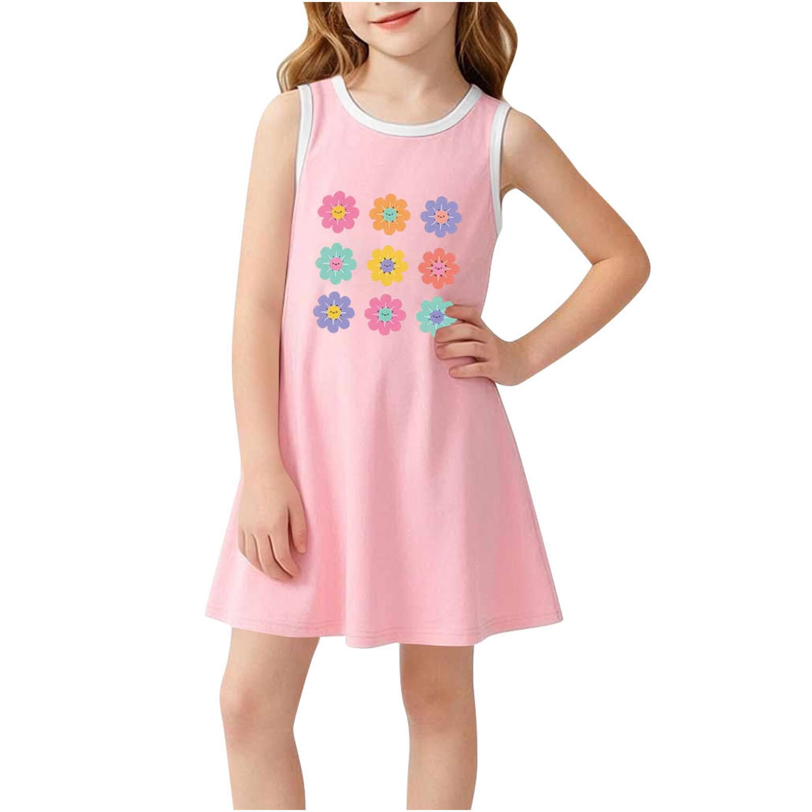 BCSIOAOI Toddler Summer Dress,Sleeveless Floral Print A-Line Tank Dress ...