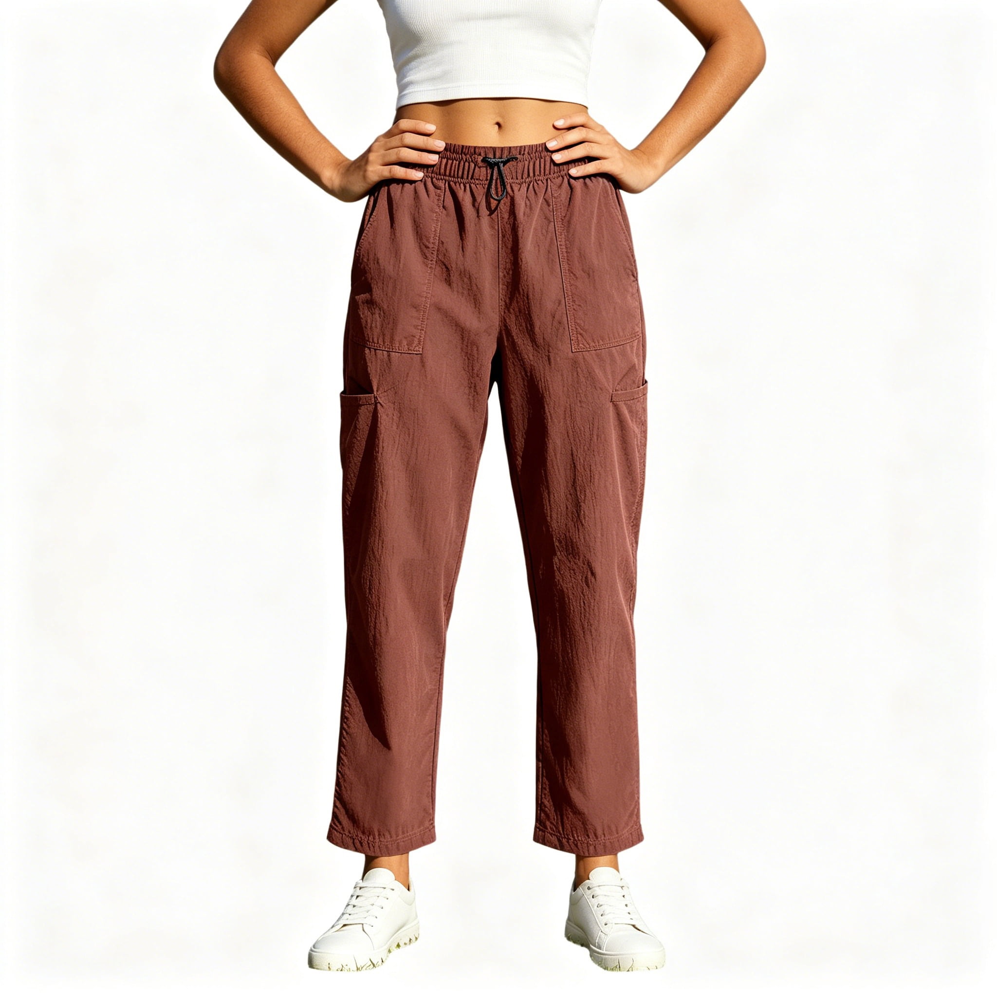 BCSIOAOI Women Pants,Solid Drawstring Casual Cargo Pants with Multi ...