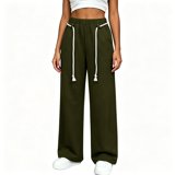 BCSIOAOI Womens Pants,Elastic Waist Exposed Drawstring Wide Leg ...