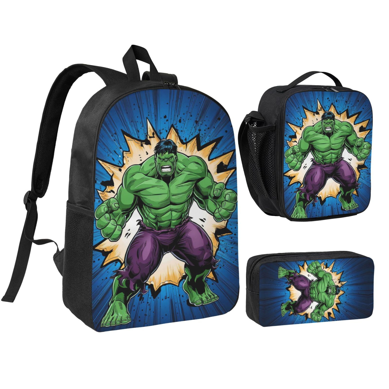 BCVXVAI Hulk 3-Piece Backpack and Lunch Bag Set, Custom Printed, Water ...
