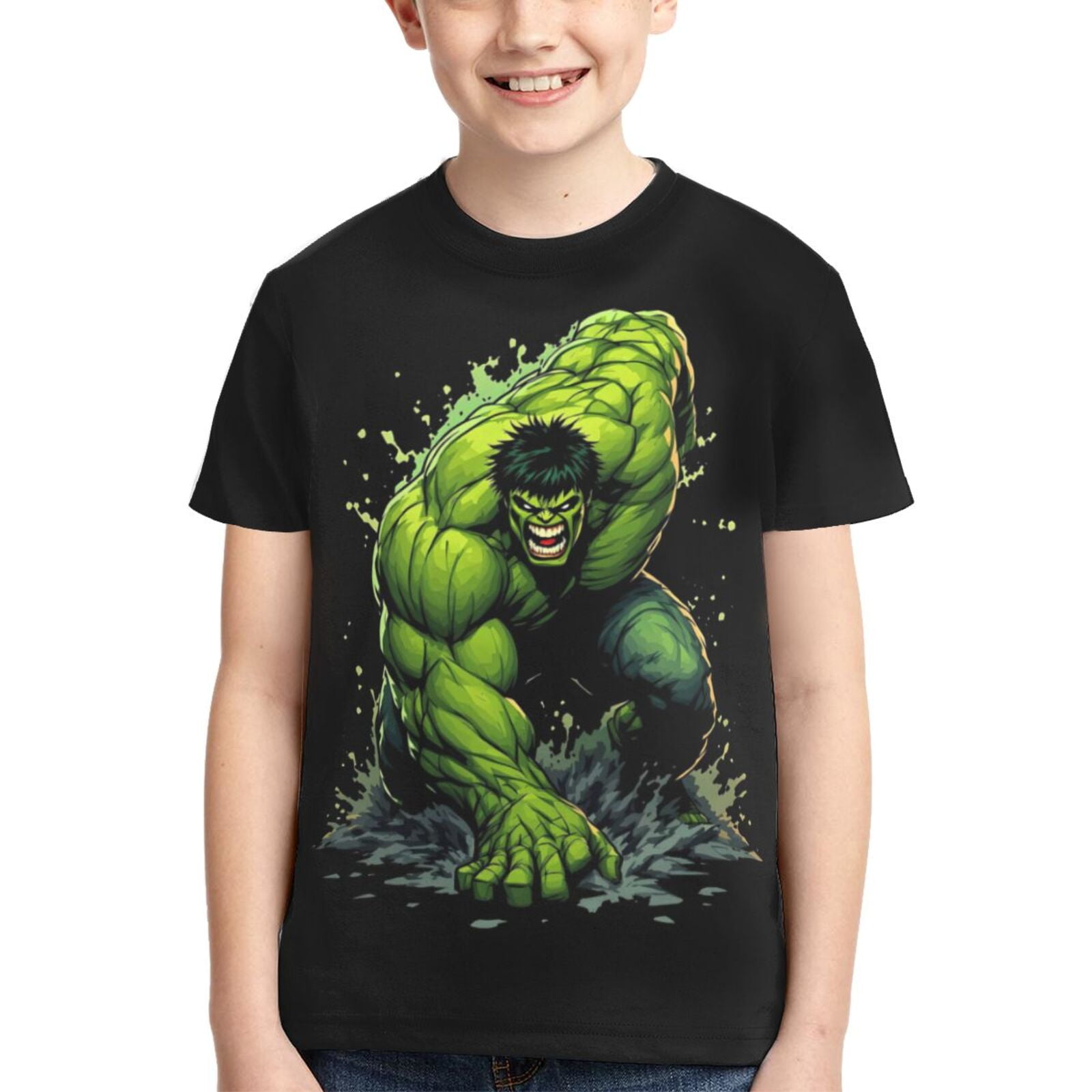BCVXVAI Hulk Youth T-Shirt 3D Printed Short Sleeve T-Shirts Fashion ...