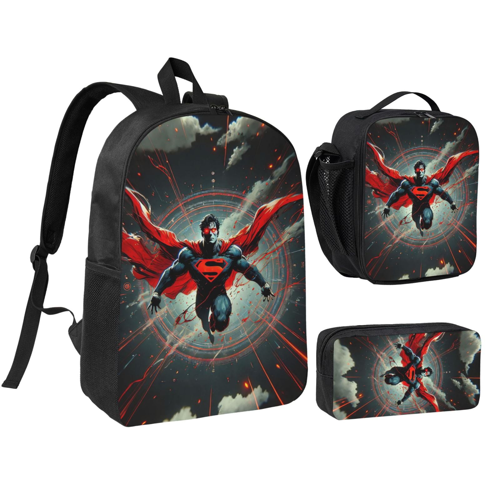 BCVXVAI Superman 3-Piece Backpack and Lunch Bag Set, Custom Printed ...