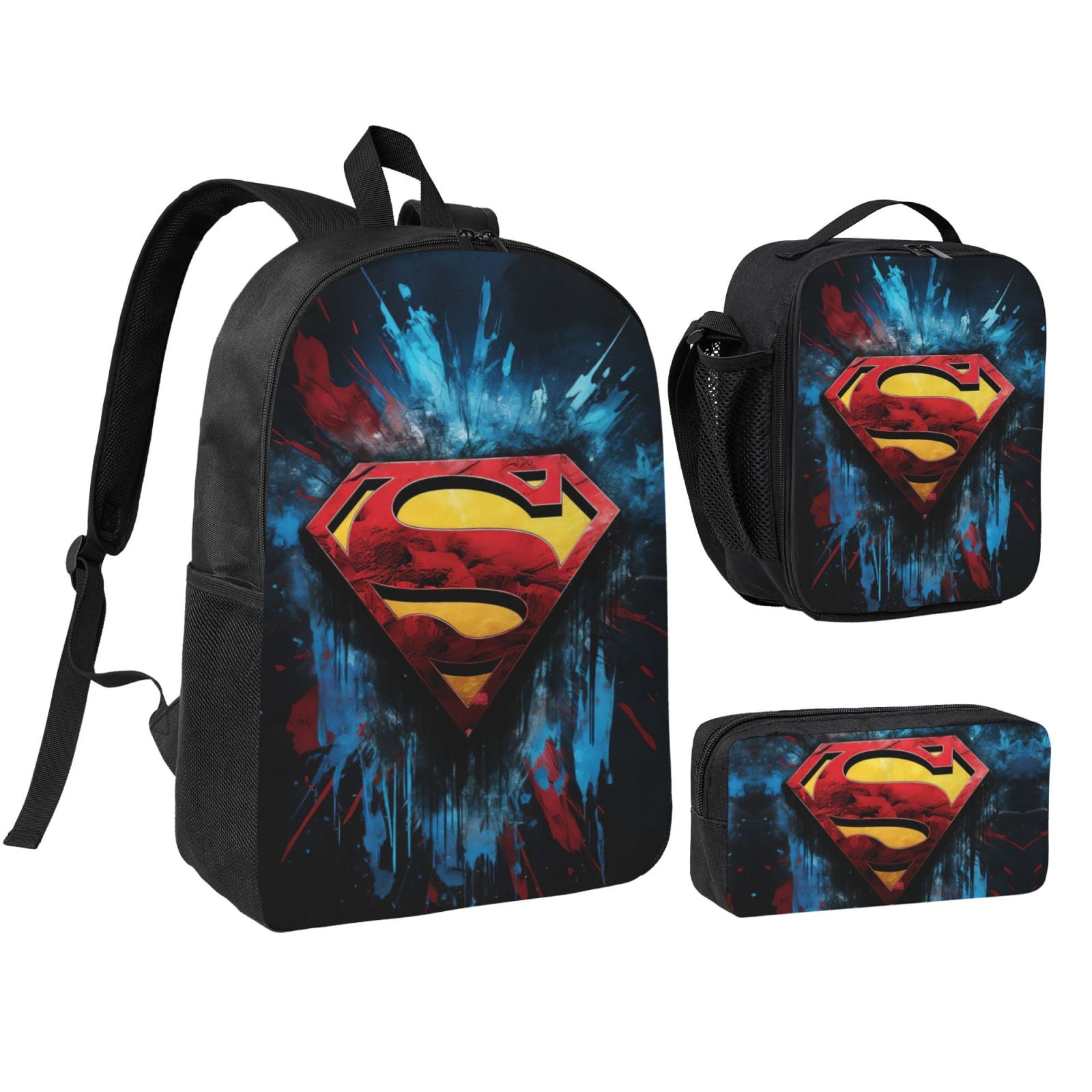 BCVXVAI Superman 3-Piece Backpack and Lunch Bag Set, Custom Printed ...