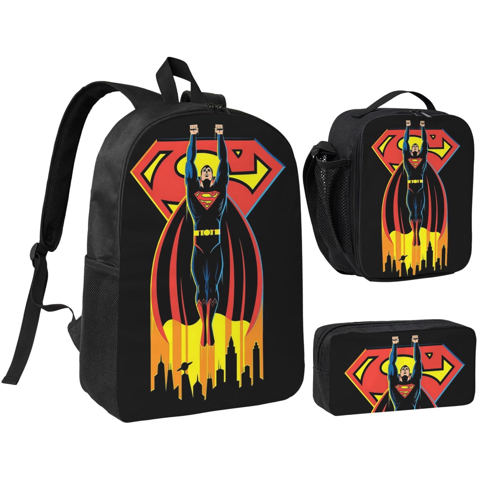 BCVXVAI Superman Backpack 3 Pcs Casual Multifunction Travel Backpacks ...