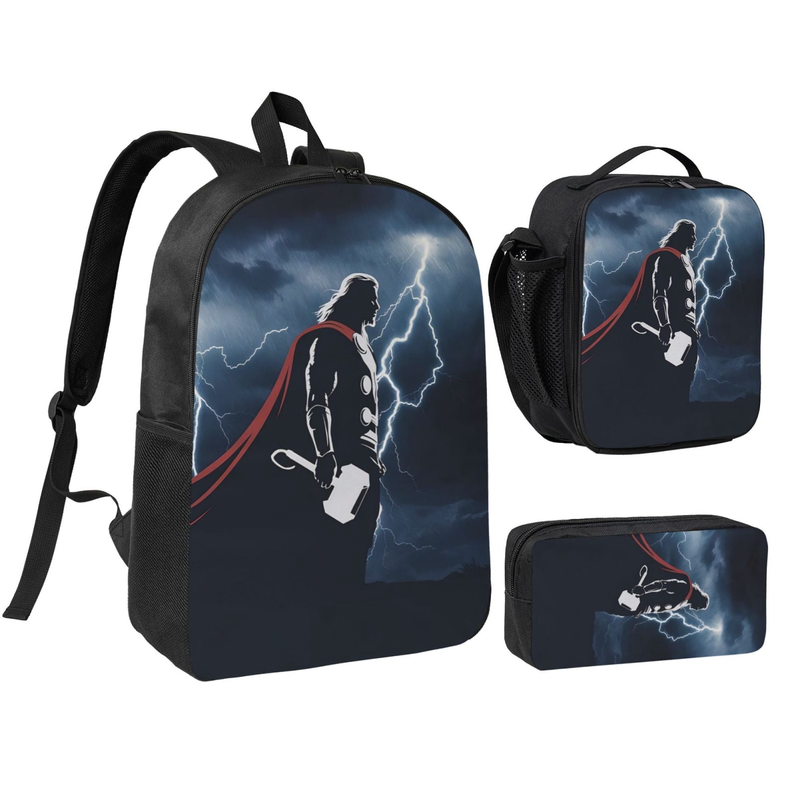 BCVXVAI Thor 3-Piece Backpack and Lunch Bag Set, Custom Printed, Water ...