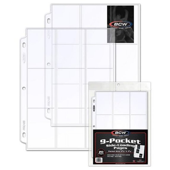 Pages Pro 9 Pocket Pages Side Loading 20ct BCW Standard Trading Card ...
