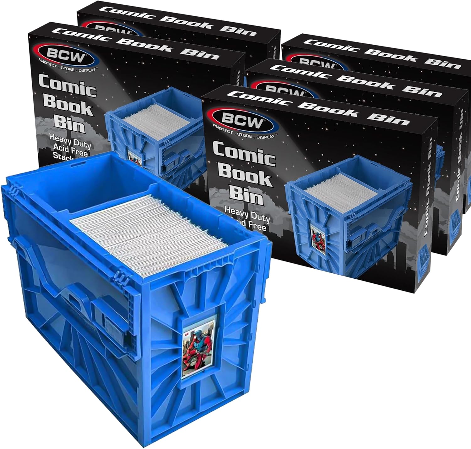 BCW Case of 5 Short Comic Book Bins - Blue - Walmart.com