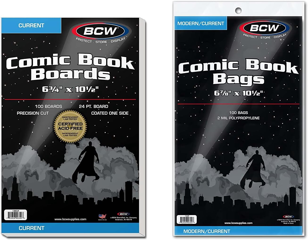 BCW Current Comic Boards and Bags Combo | 100 Polypropylene Comic Bags ...