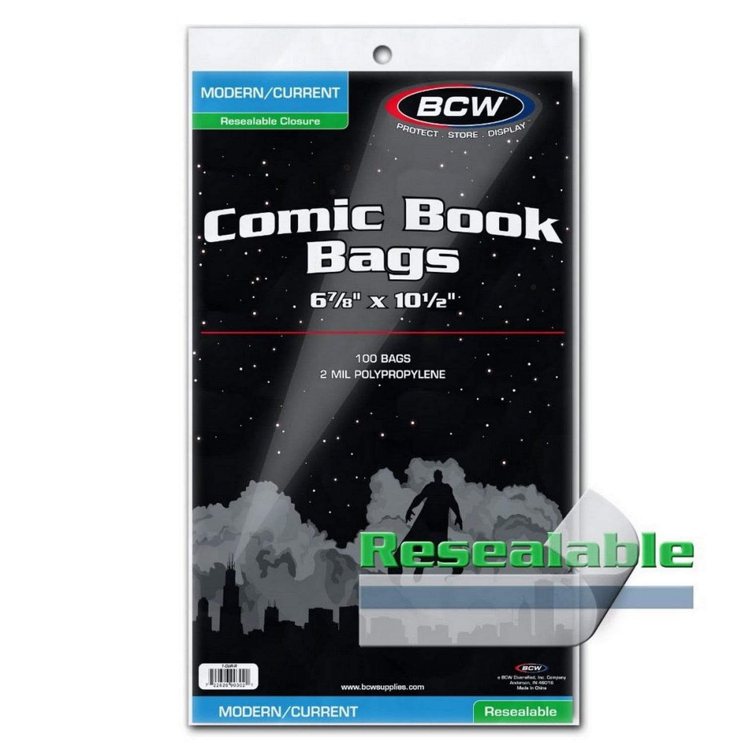 BCW Re-Sealable Comic Book Bags - Modern, 6 7/8" x 10 1/2", 100 Count ...