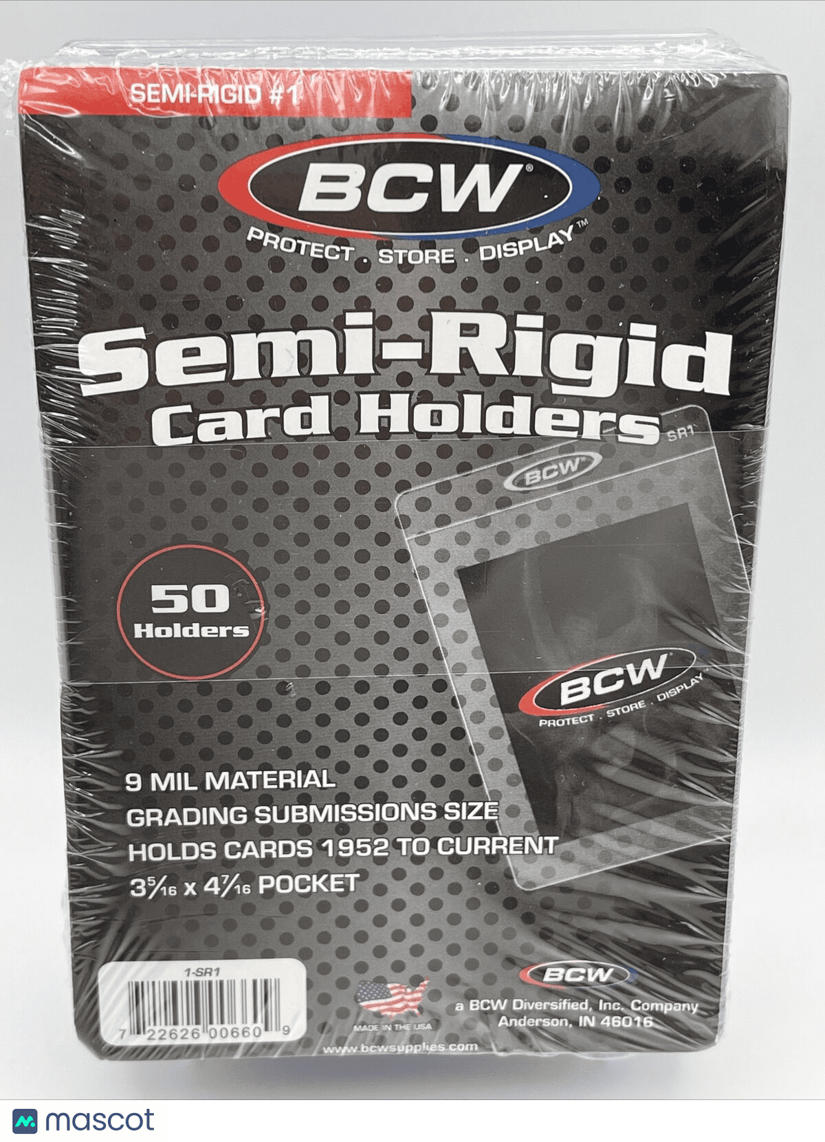 BCW Semi-Rigid Card Holders #1 1 Pack of 50 Sleeves for Graded Card ...