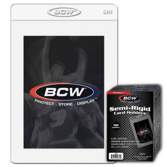 BCW Semi-Rigid Card Holders SR1 200 Count Sturdy PVC Trading Card ...