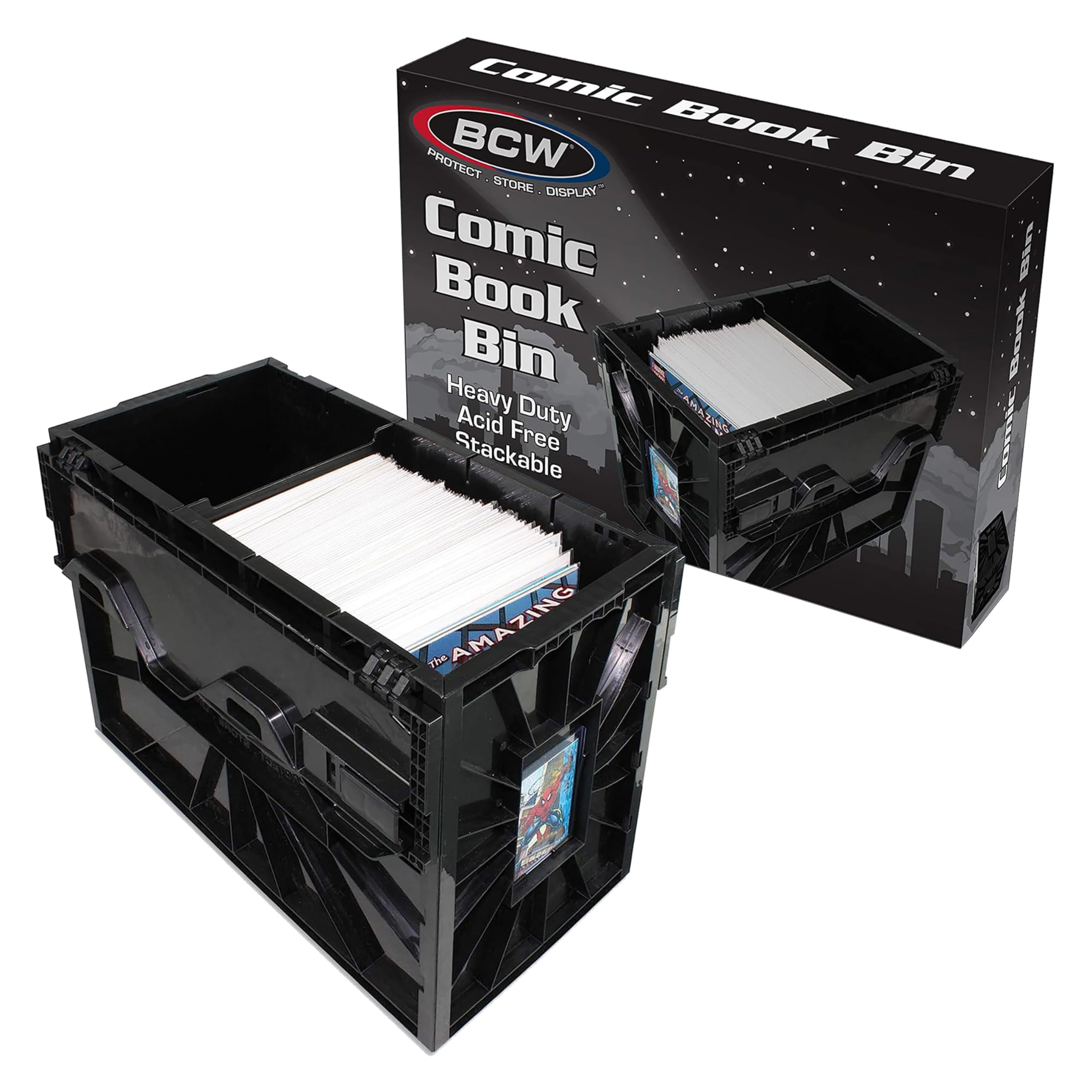 BCW Short Comic Book Bin – Black | Holds 150 Comics | Acid-Free Heavy ...