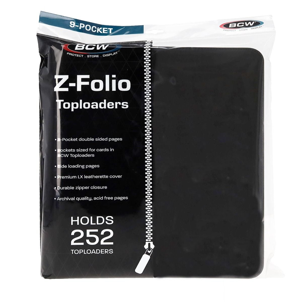 BCW: Portfolio: 9-Pocket Zippered LX- Black - Walmart.com