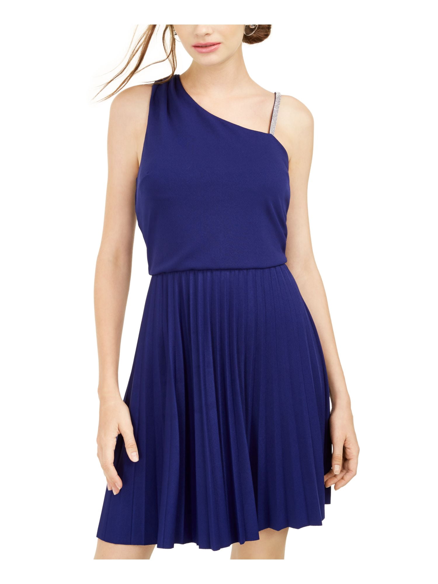 BCX Womens Blue Sleeveless Asymmetrical Neckline Short Sheath Dress XL ...