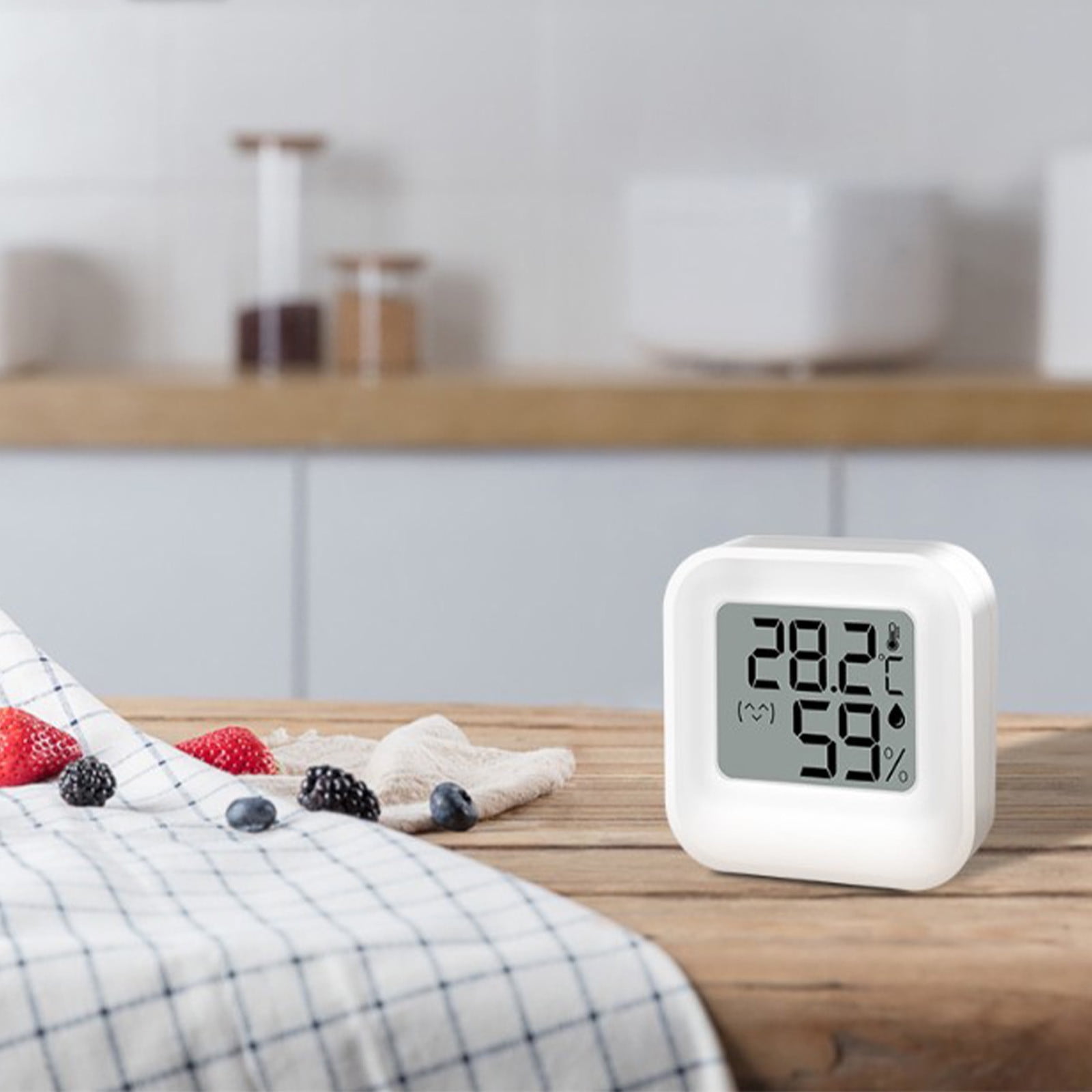 BCZHQQ Digital Hygrometer Thermometer - White,1.97x1.97x0.59in - Temp ...