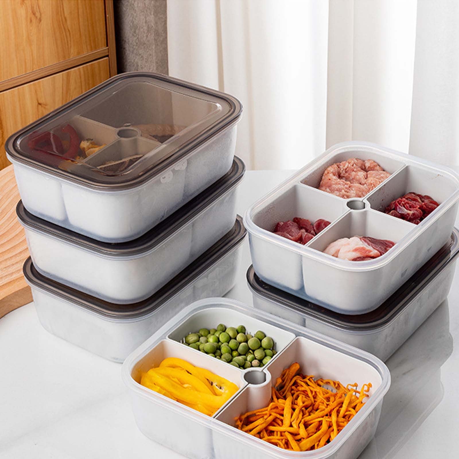 BCZHQQ Food Storage Containers,4 Compartment Portion Control Container ...