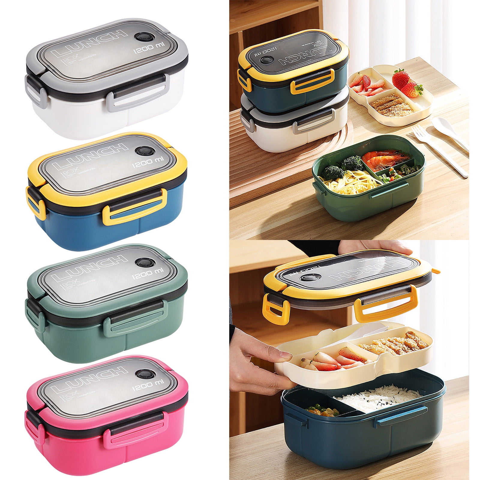 BCZHQQ Japanese-Inspired Double-Decker Bento Box | Microwave Safe Lunch ...