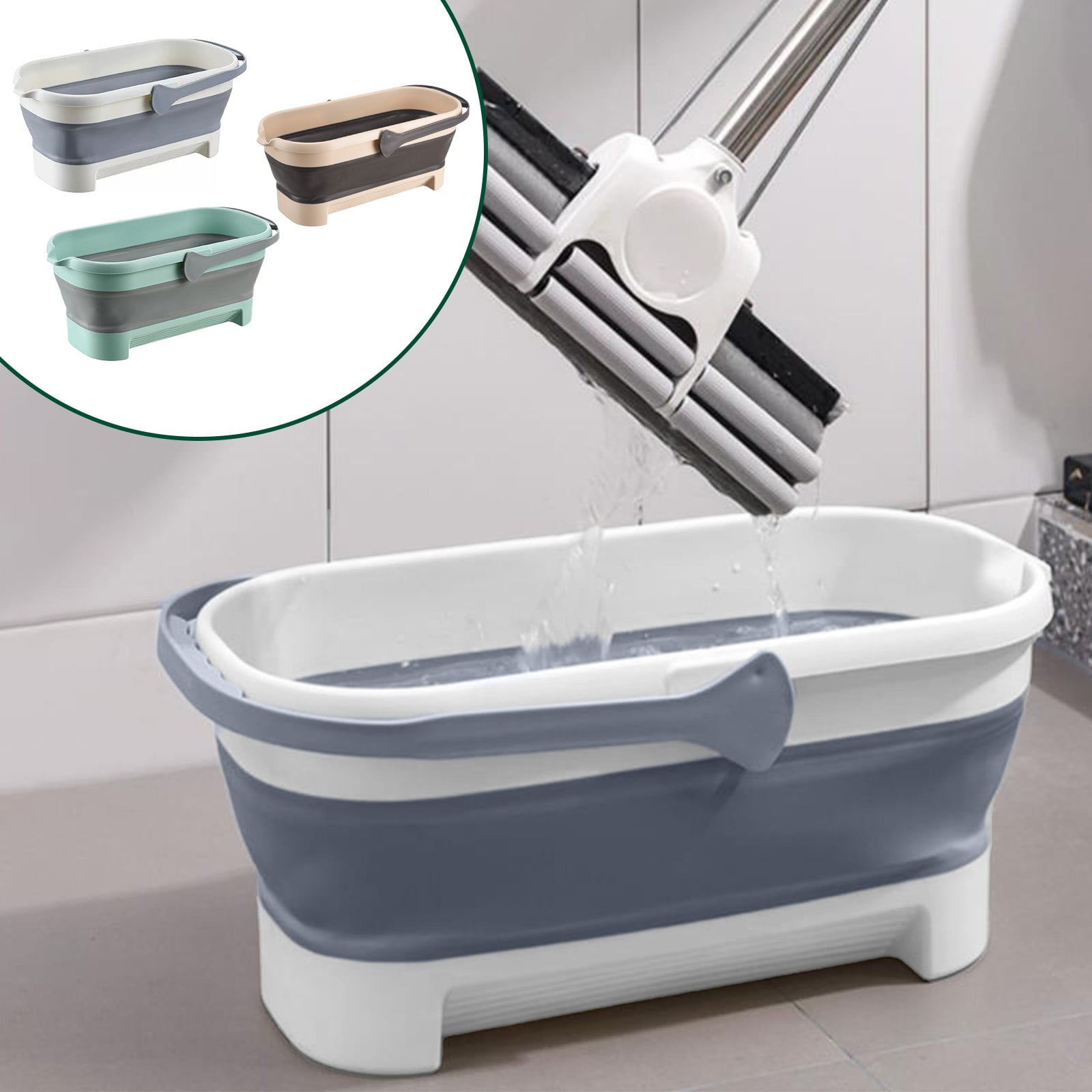 BCZHQQ Large Collapsible Mop Bucket 4.2 Gallon(16L) Plastic Bucket with ...