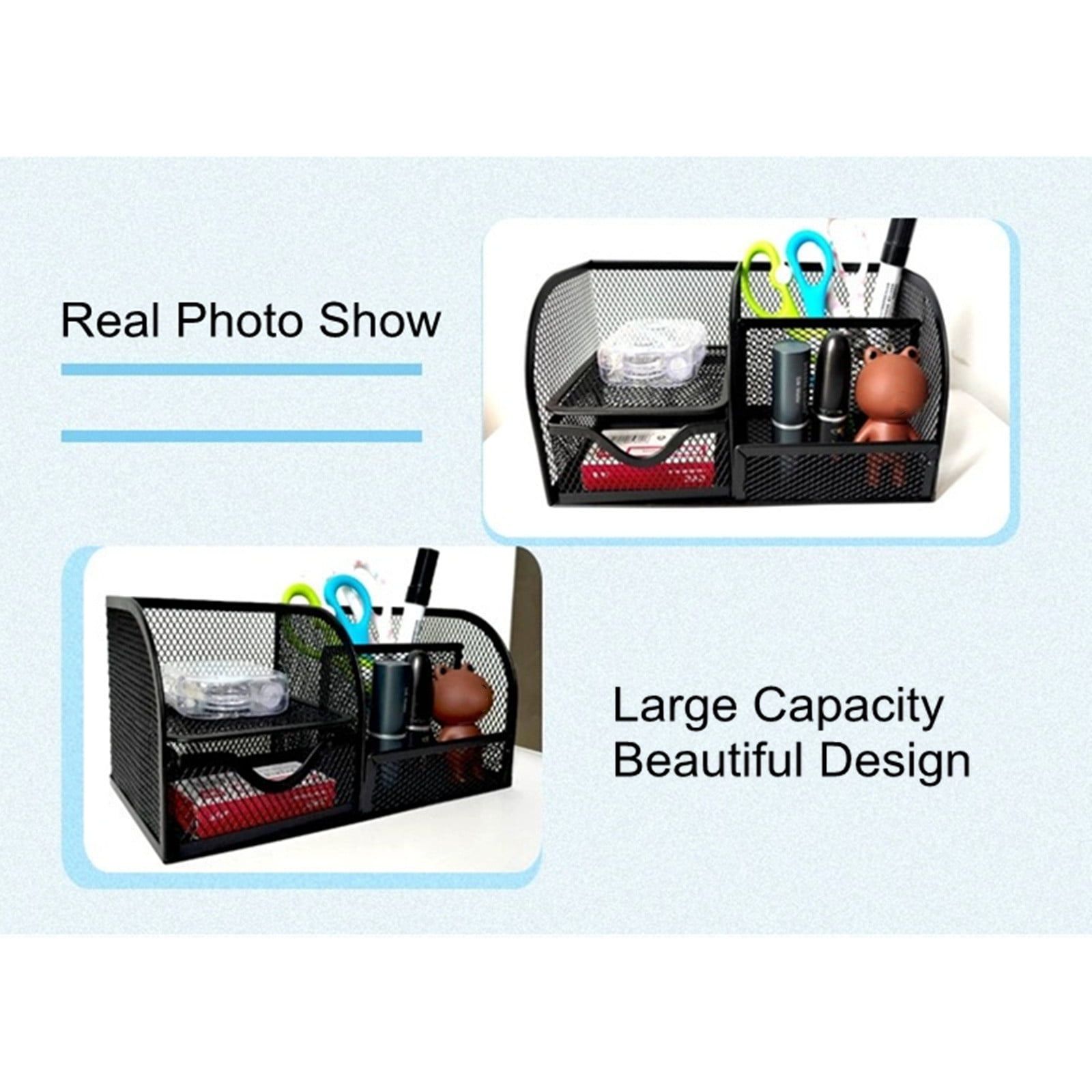 BCZHQQ Mesh Desktop Organizer Caddy for Office,4 Compartments for ...