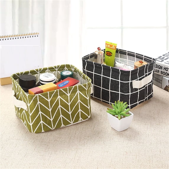 BCZHQQ Mini Storage Baskets Collapsible Canvas Basket Bins Desk Nursery ...