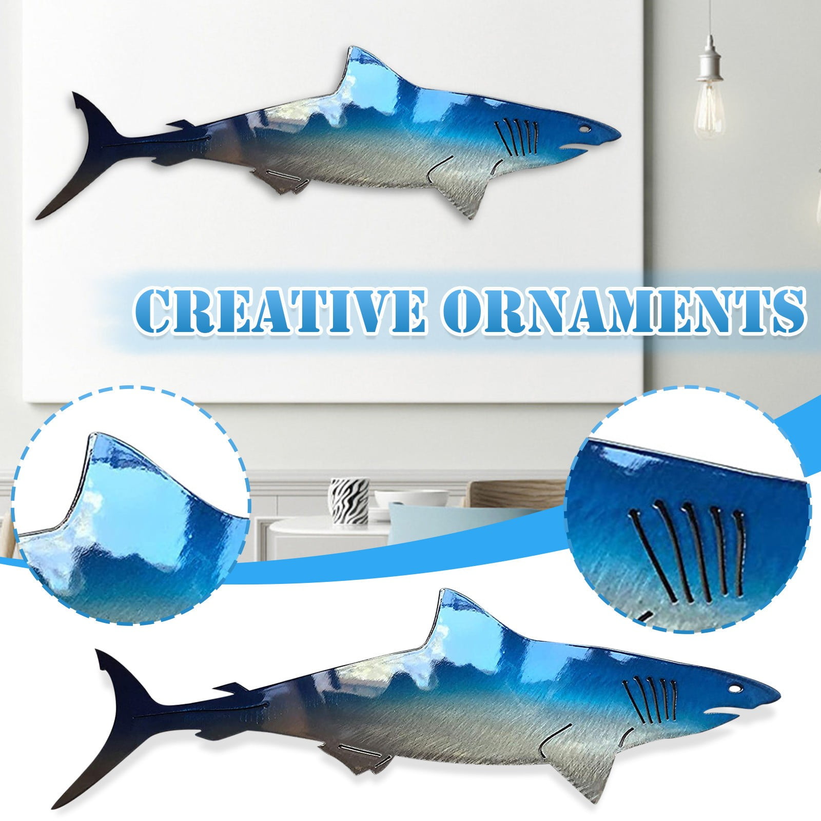 BCZHQQ Modern Shark Metal Wall Art - Indoor/Outdoor Underwater Sea Life ...