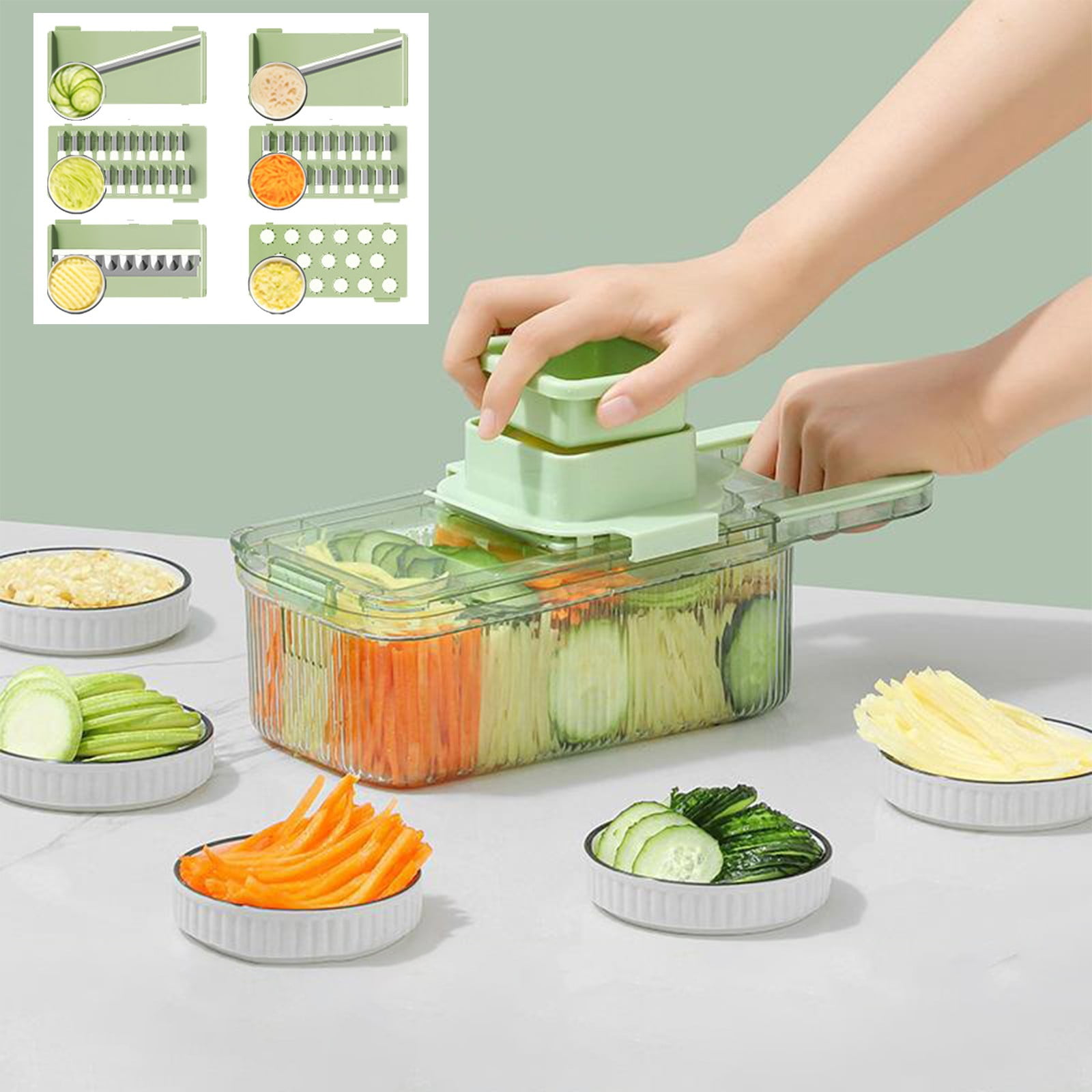 BCZHQQ Multifunctional 6-in-1 Grater & Chopper Set - Includes Container ...