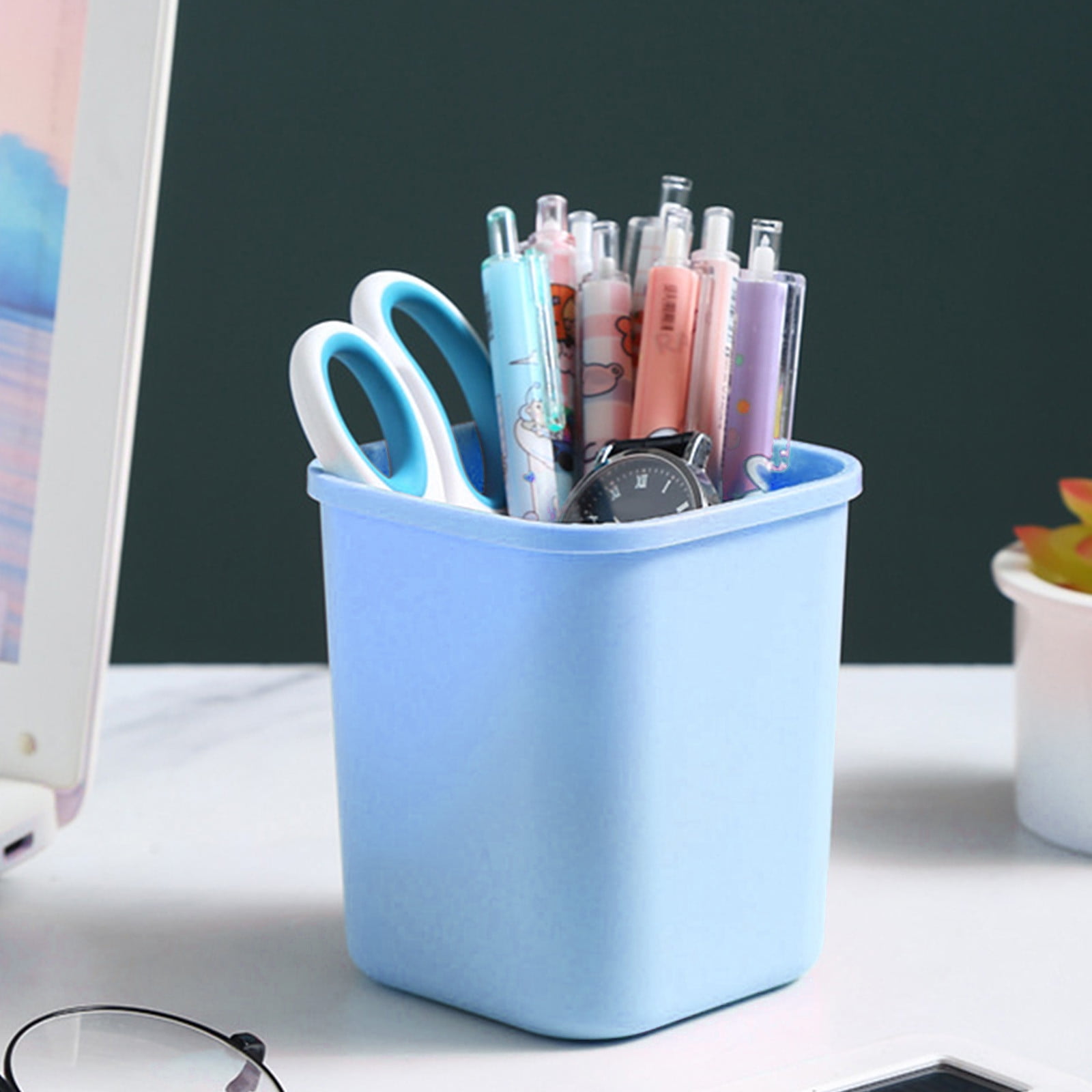 BCZHQQ Pen Holder for Desk,Cute Plastic Pencil Cup Pen Container Square ...