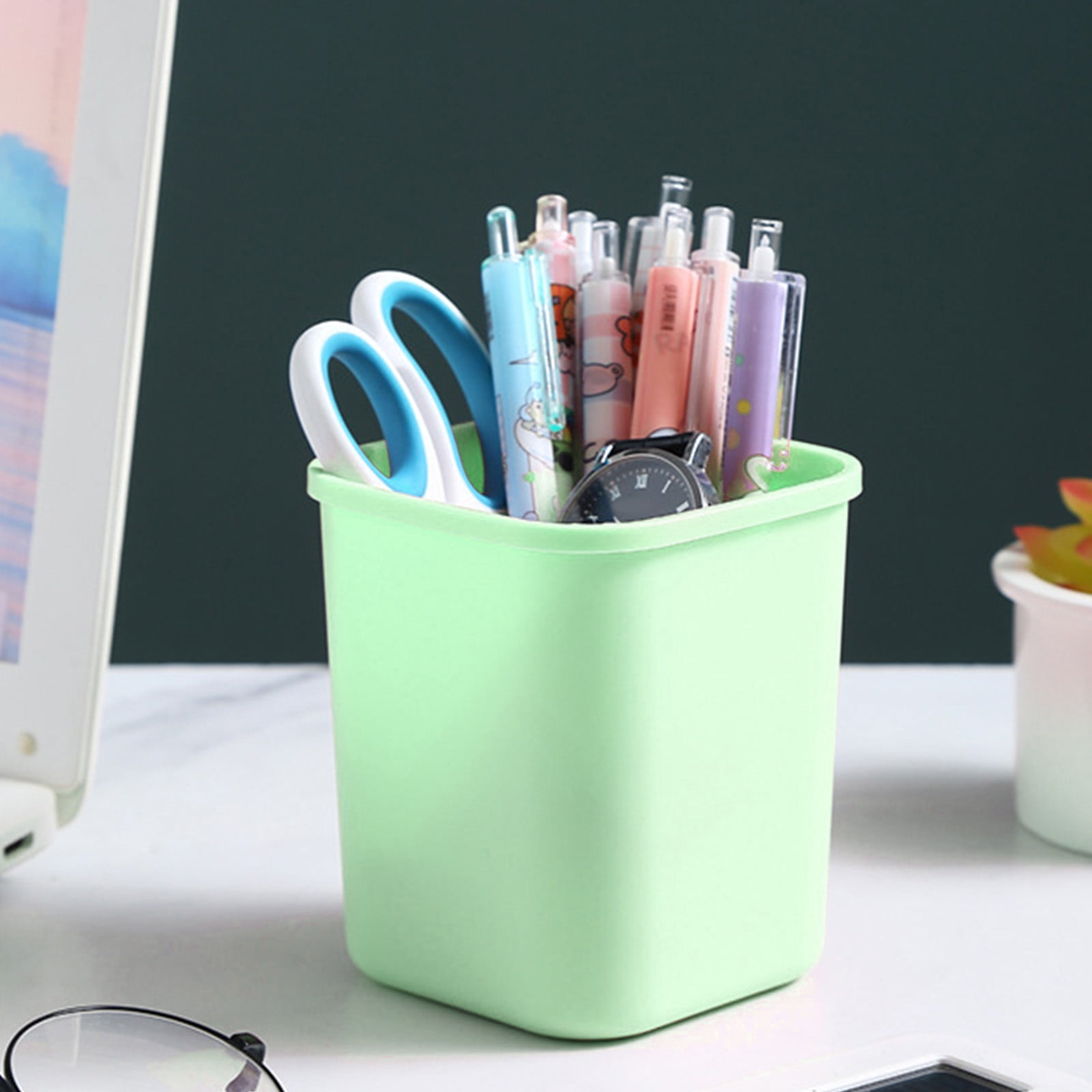BCZHQQ Pen Holder for Desk,Cute Plastic Pencil Cup Pen Container Square ...