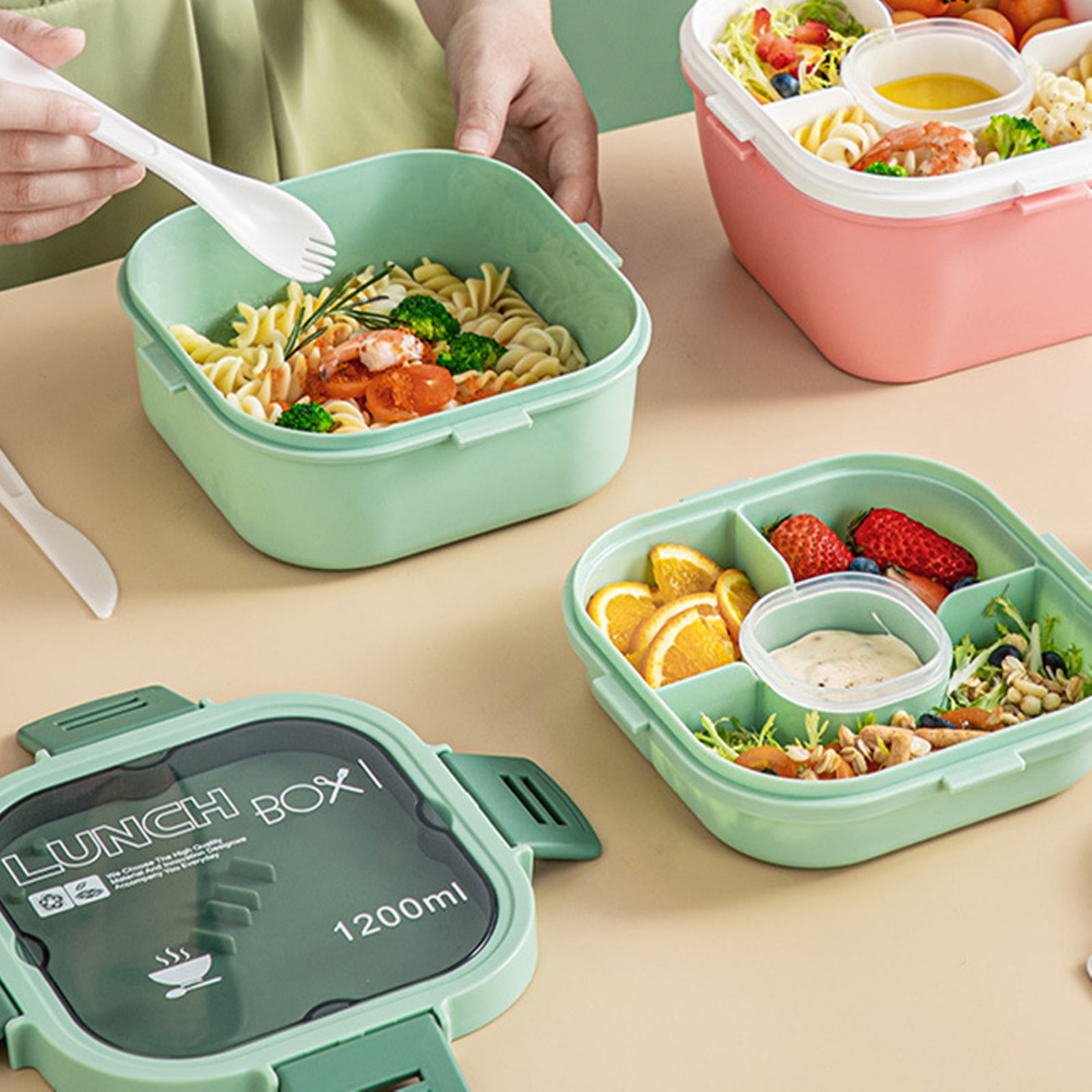 BCZHQQ Salad Lunch Container,Plastic Salad Lunch Container Portable ...