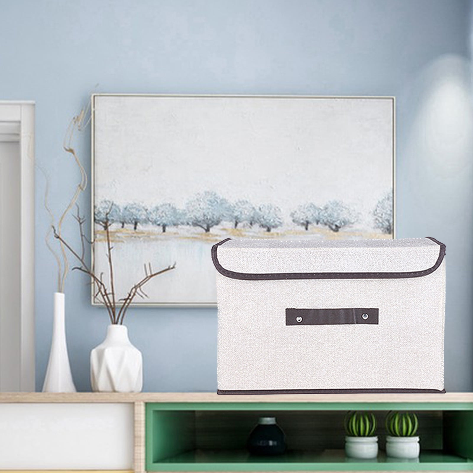 BCZHQQ Small Storage Boxes with Lids Linen Collapsible Cube Storage ...