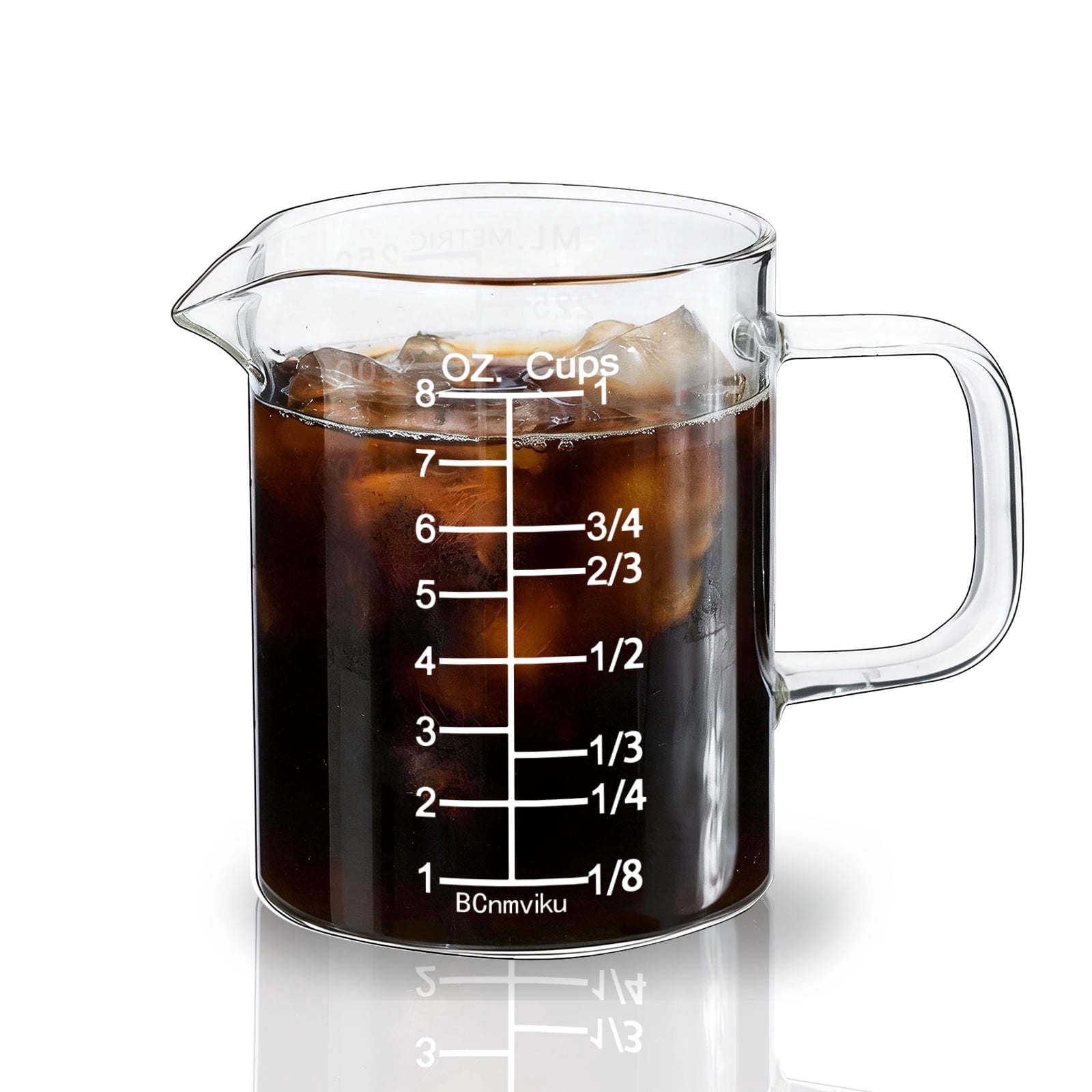 BCnmviku Glass Measuring Cup with Handle, 8OZ/250ML/1 CUP High ...
