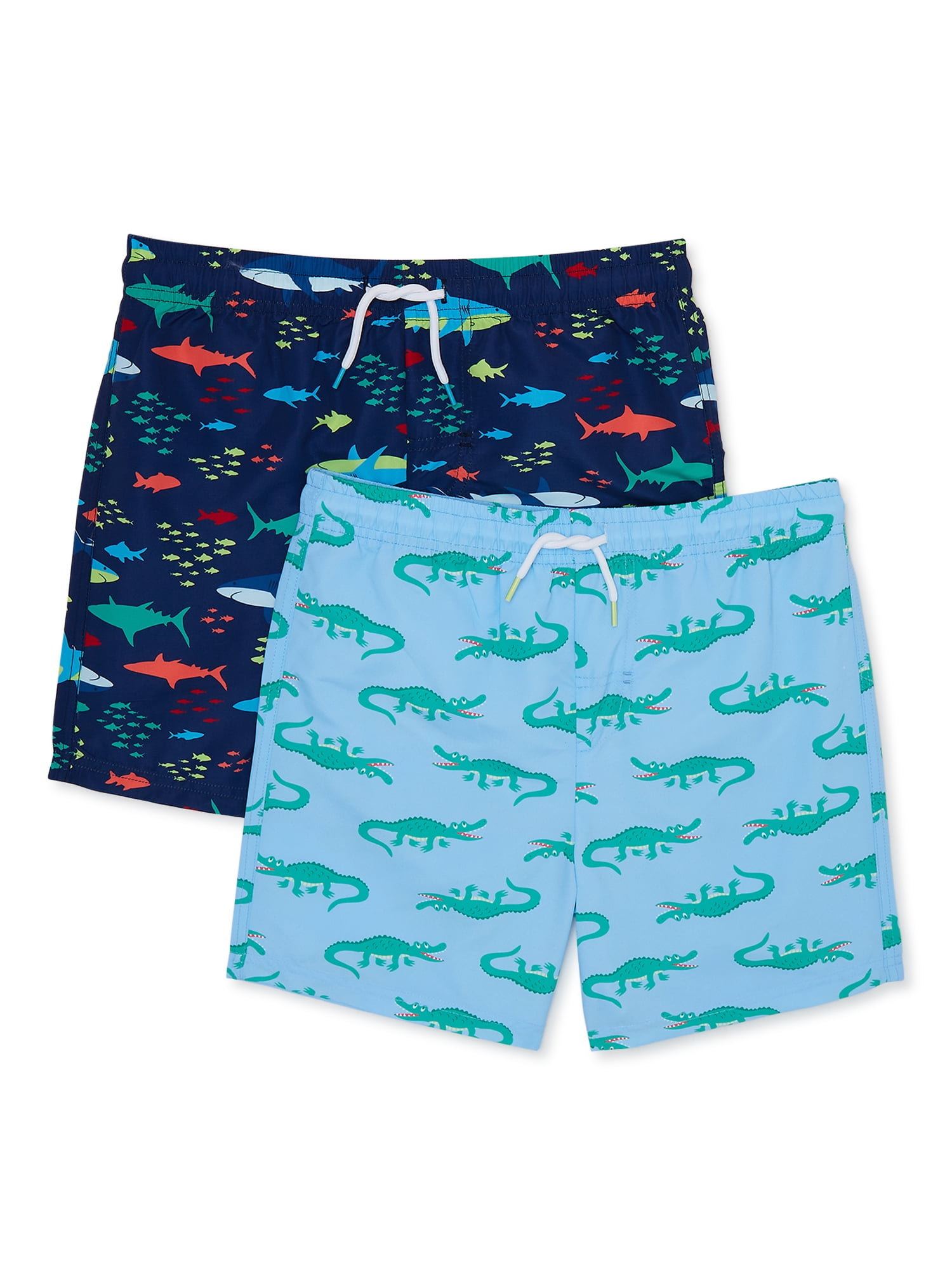 BCool Boys Print Swim Trunks, 2-Pack, Sizes 4-12 - Walmart.com