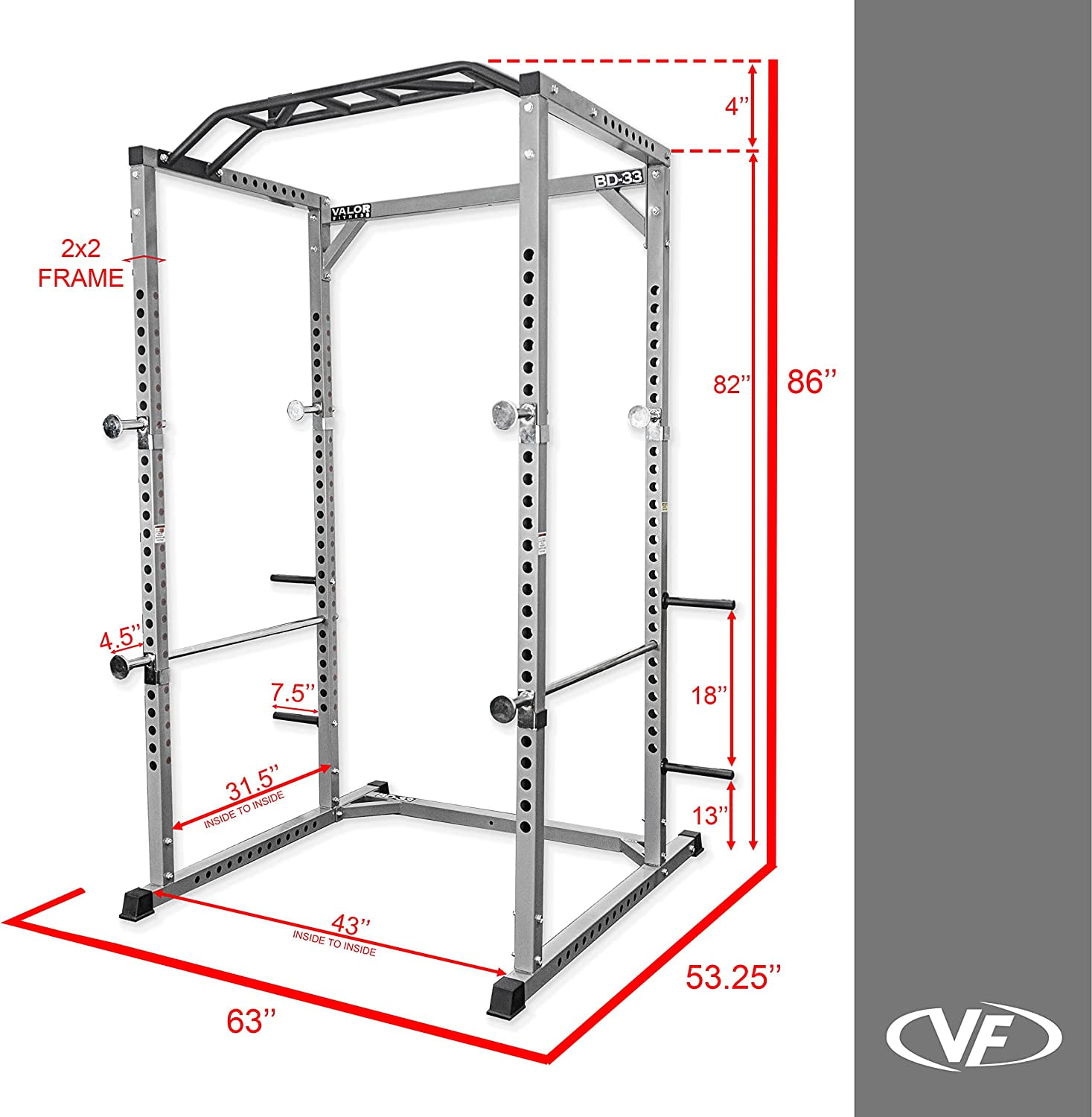 BD-33 Heavy Duty Power Rack - Squat Rack Combo with Safety Bars and ...