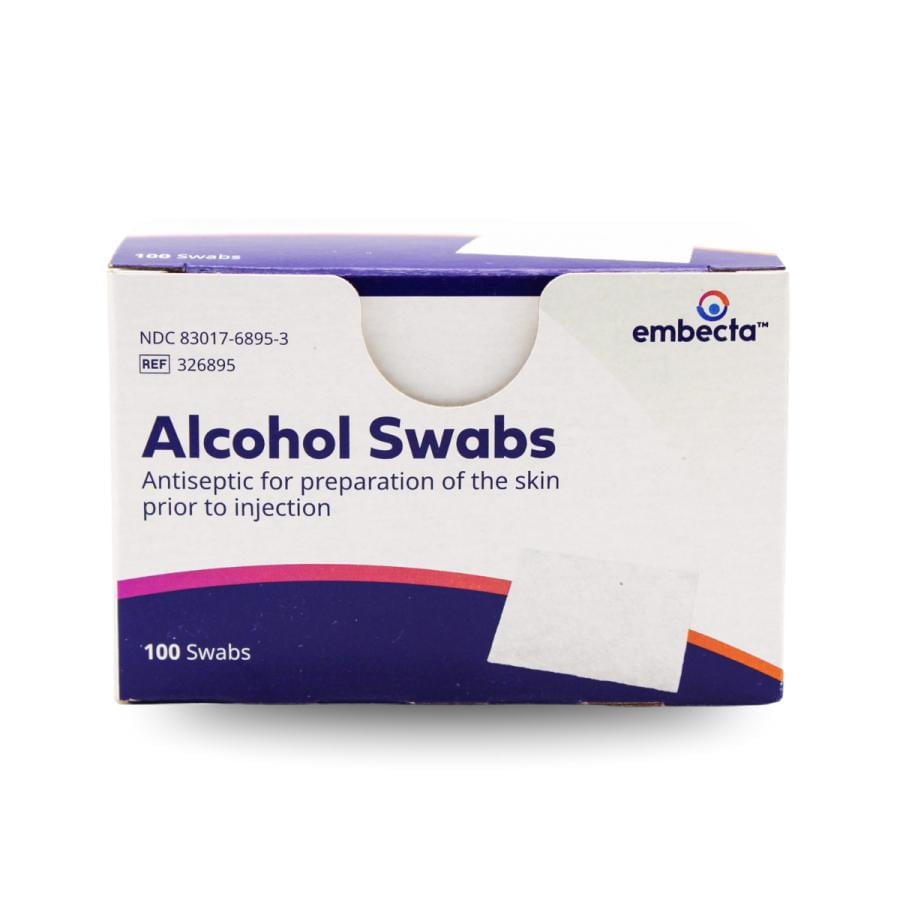 embecta Alcohol Prep Pads, 70% Isopropyl Alcohol, Box of 100 Individual ...