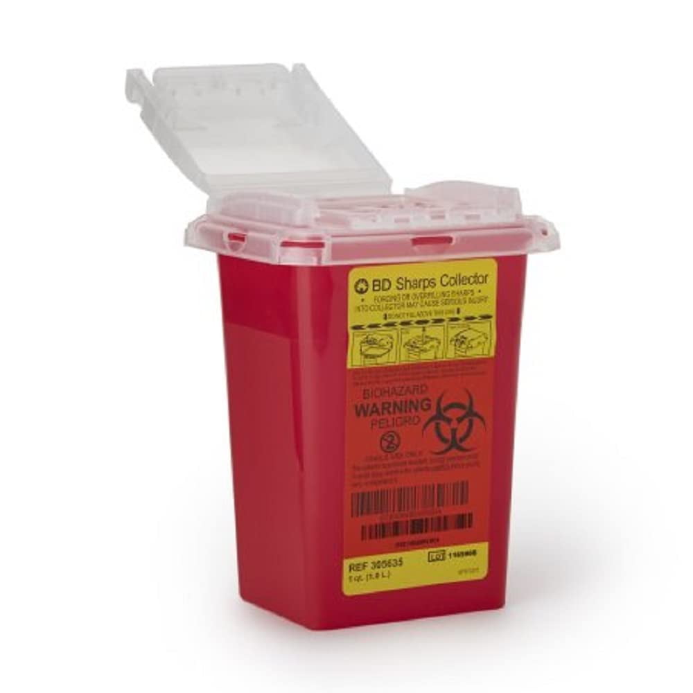 Becton Dickinson Multi-purpose Sharps Container 1 Quart Red Base Flip ...