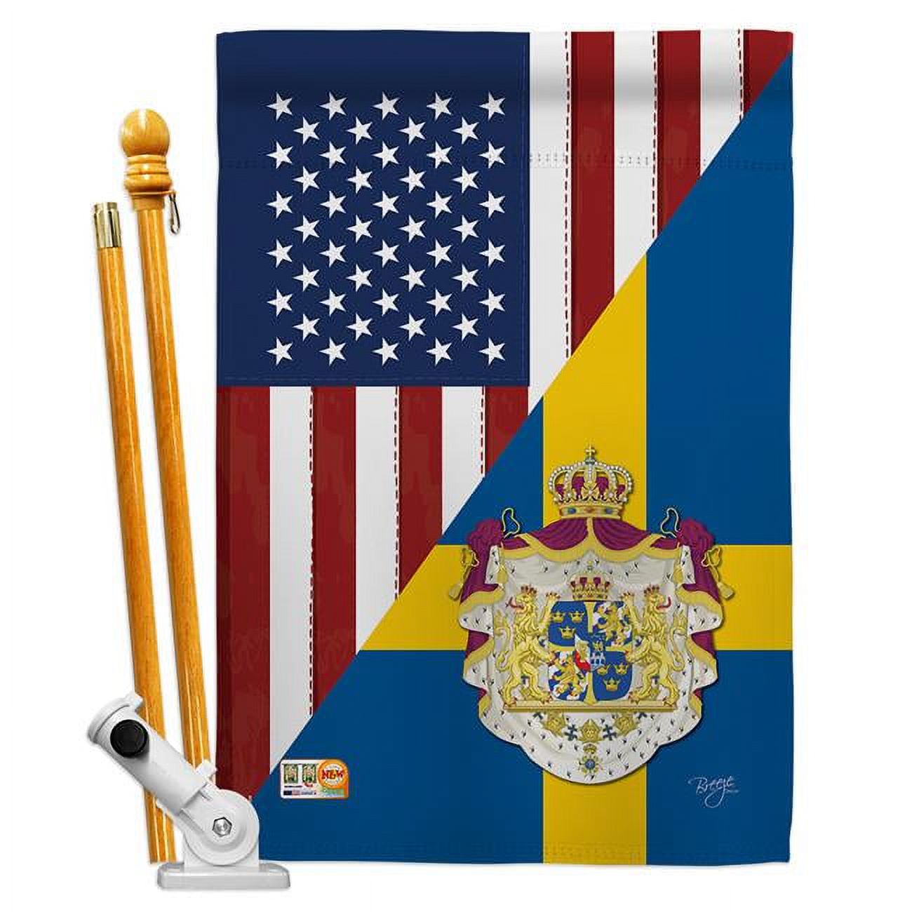 BD-FS-HS-108385-IP-BO-D-US16-BD 28 x 40 in. US Sweden Friendship Flags ...
