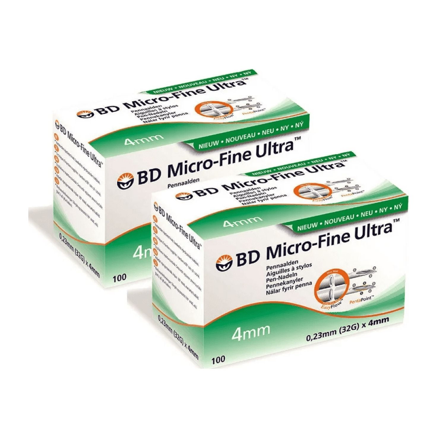 BD Micro-Fine Plus 100 Pcs. 0.25mm x 4 mm Pen 2 packs - Walmart.com