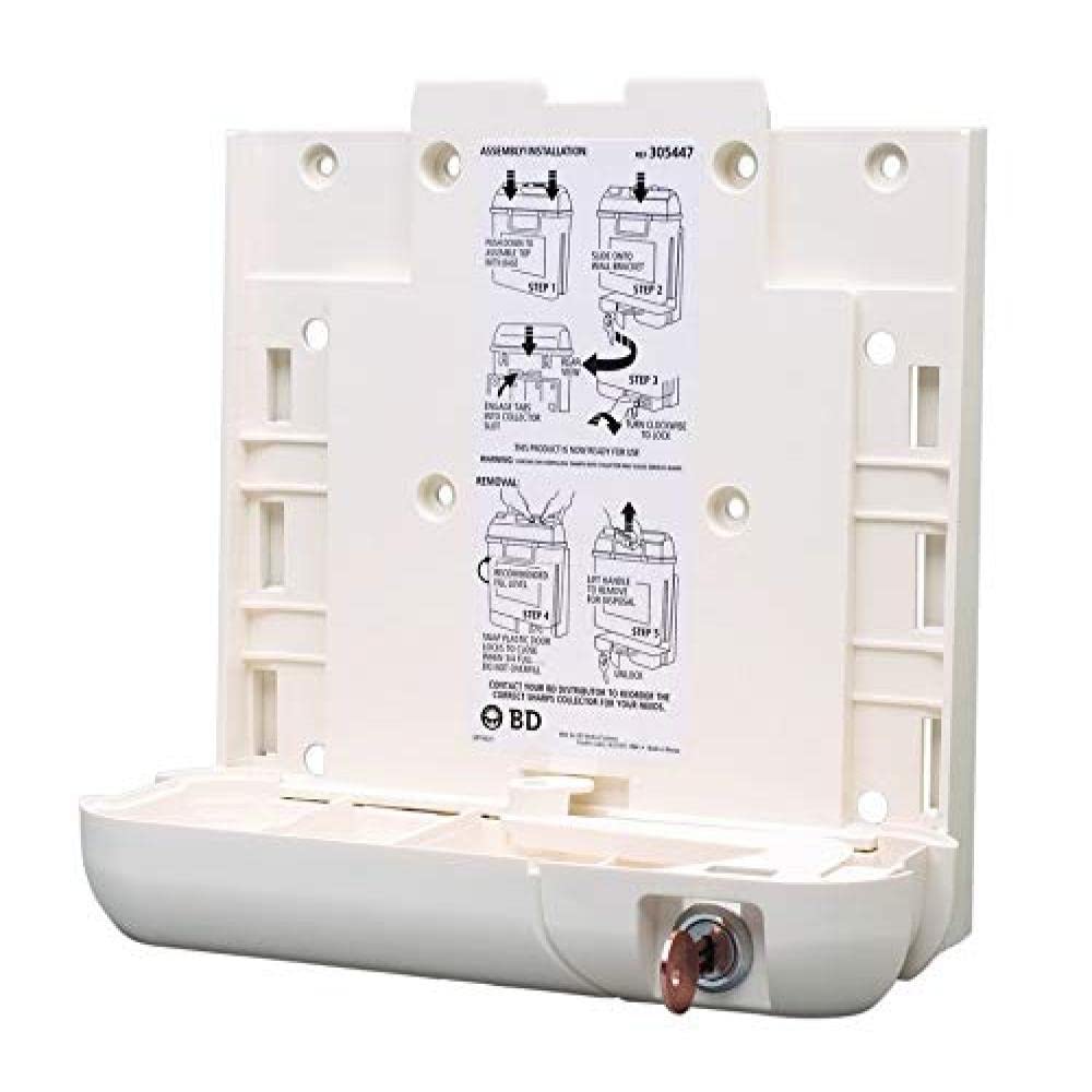 BD Sharps Collector Bracket Locking Wall Bracket Plastic, 305447 - Case ...