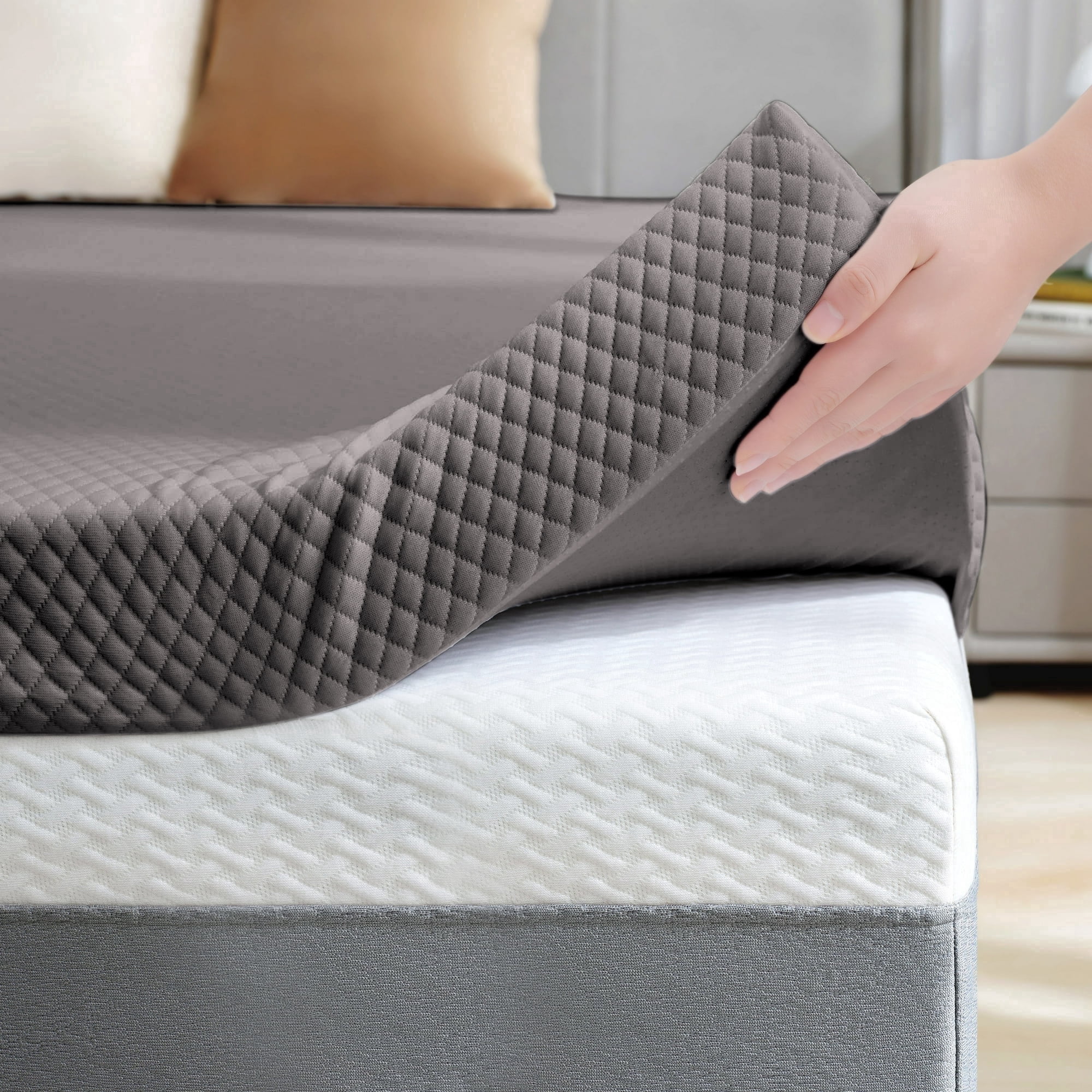 BDEUS 2 Inch Gel Memory Foam Mattress Topper, Cool Gel Infused Foam Bed ...