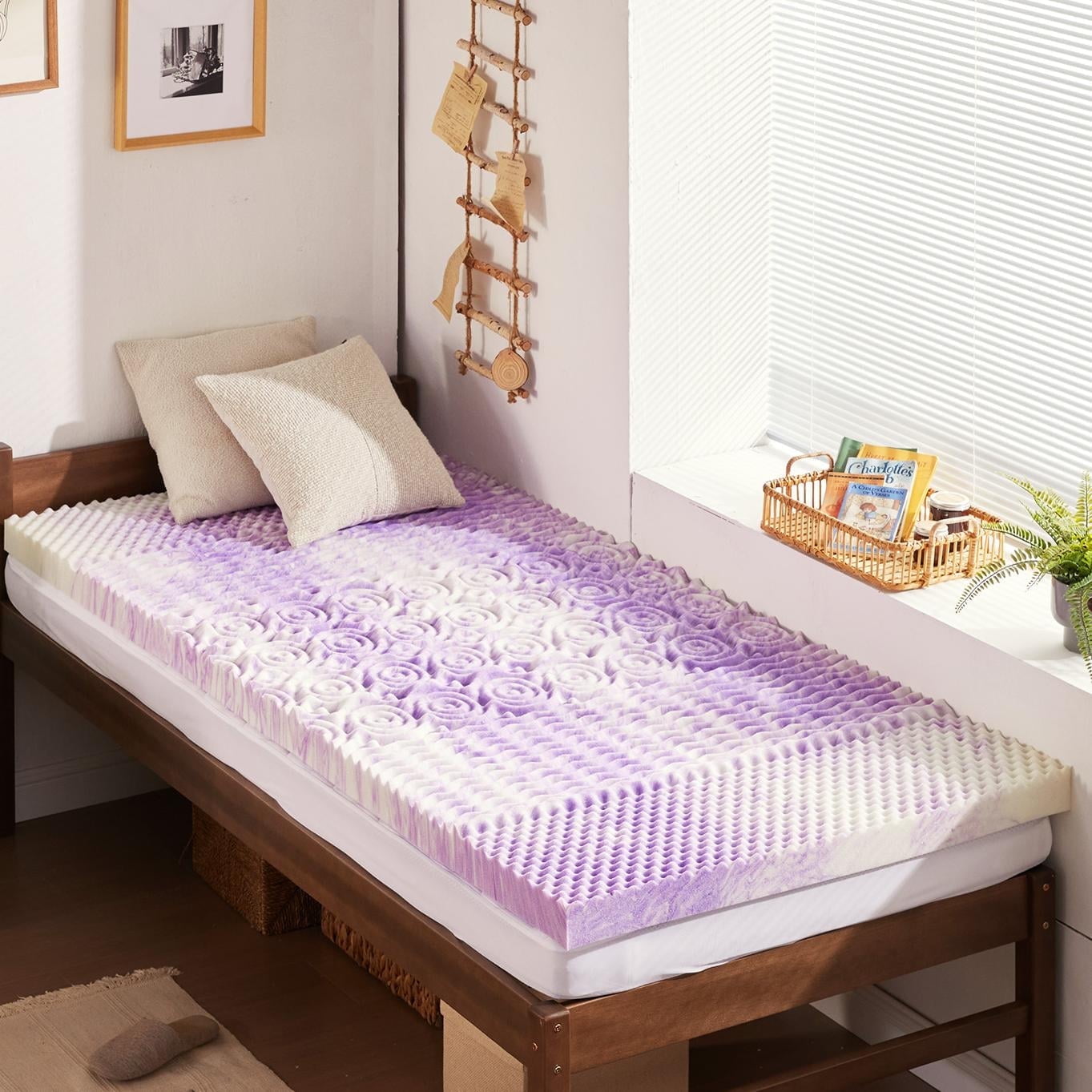 BDEUS 2 inch Mattress Topper, Cooling Gel Memory Foam Zoned Support Bed ...