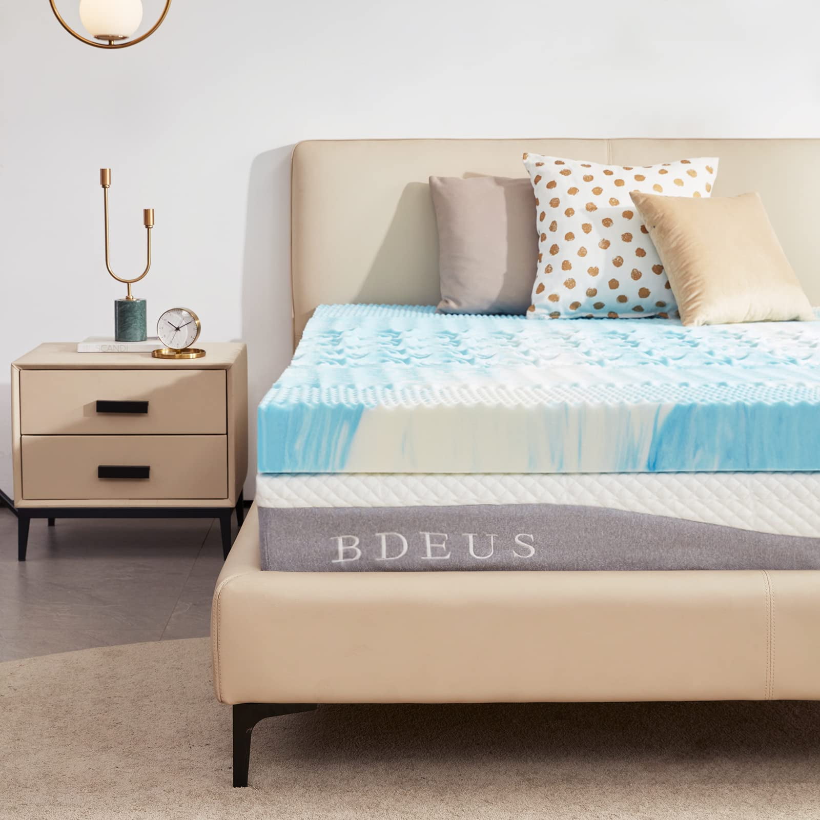 BDEUS 4 inch Memory Foam Mattress Topper King Size 5Zone Gel Infused ...
