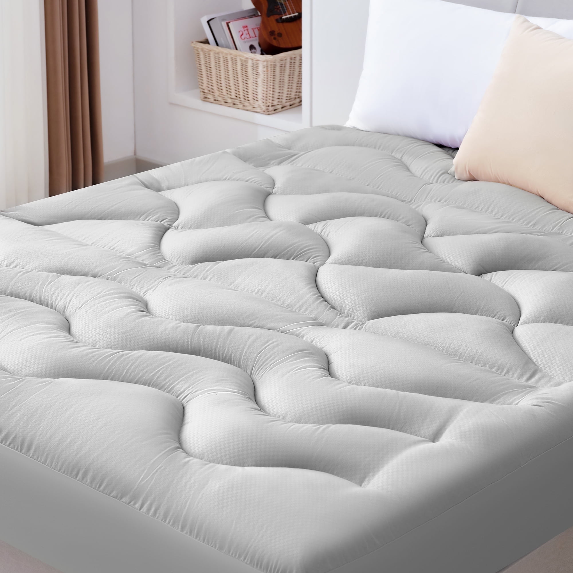 BDEUS Queen Mattress Topper, Cooling Mattress Pad Cover, Quilted Fitted ...
