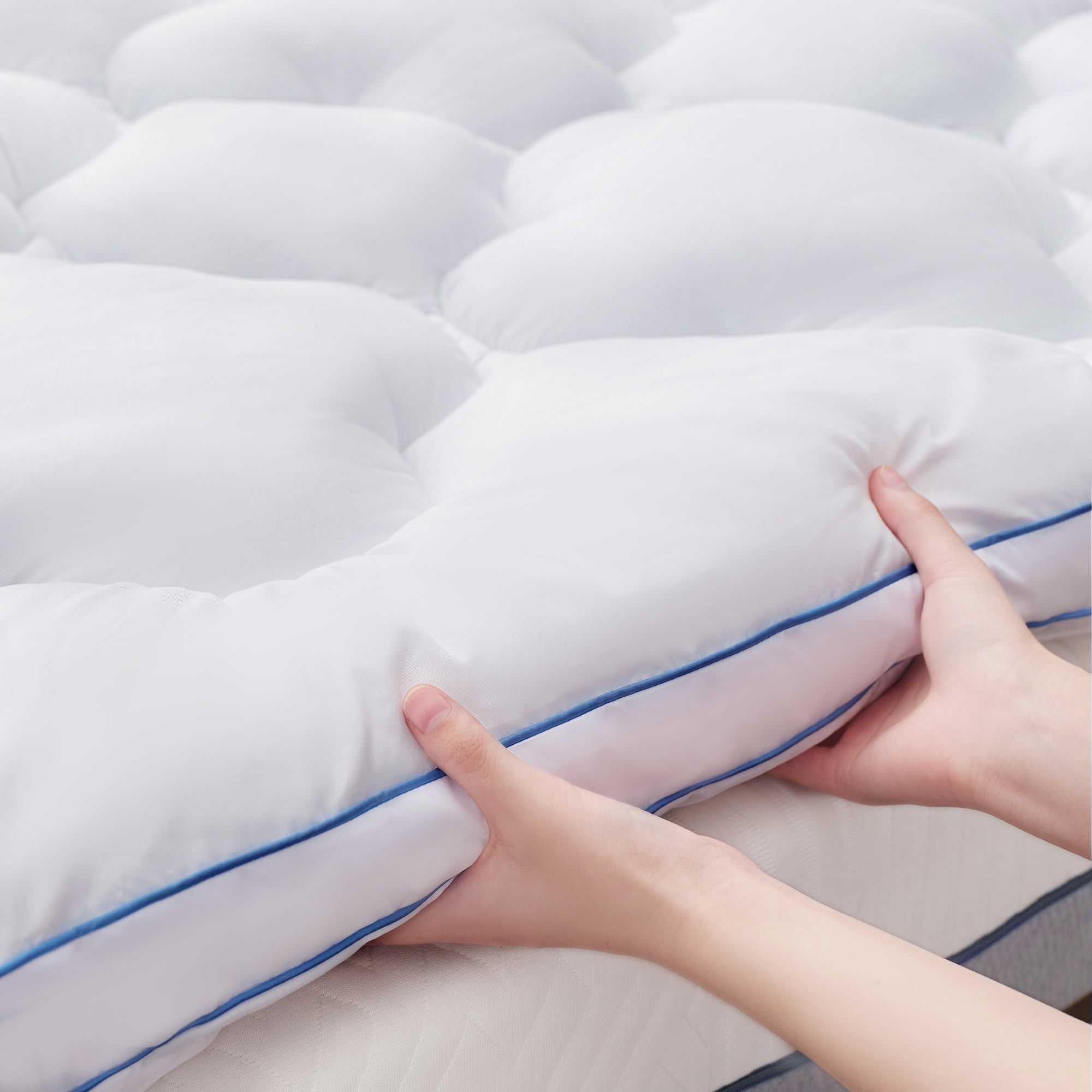 BDEUS Extra Thick Queen Mattress Topper, Cooling Mattress Pad Cover ...