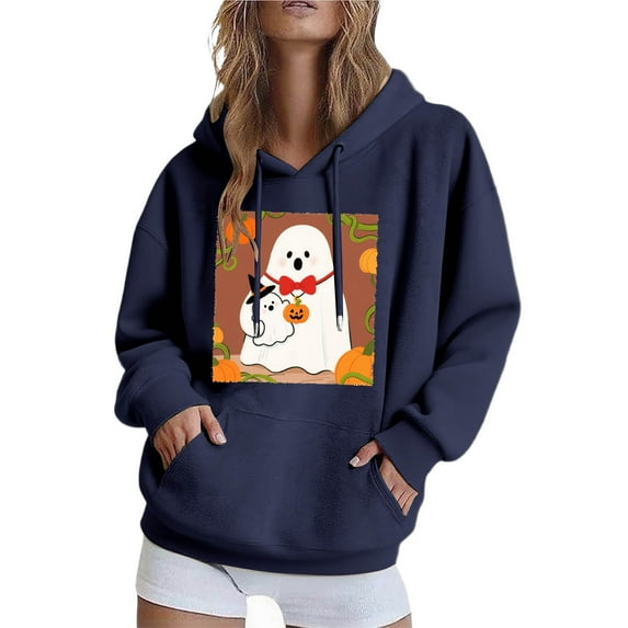 BDFZL Halloween Sweatshirts For Women 2025 Novelty Funny Ghost Graphic ...