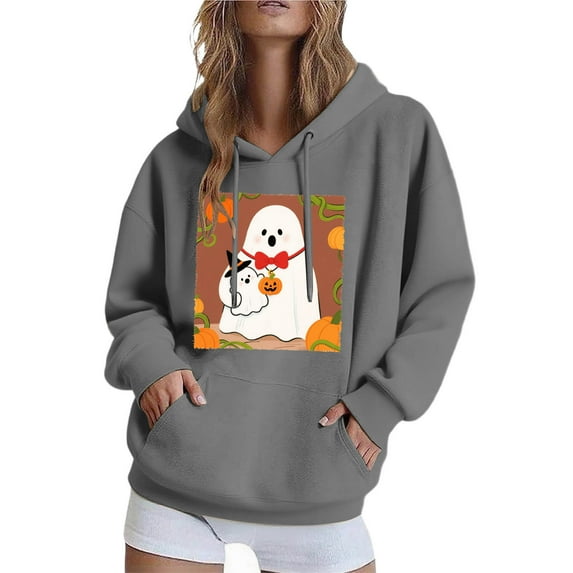 BDFZL Halloween Sweatshirts For Women 2025 Novelty Funny Ghost Graphic ...