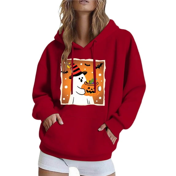 BDFZL Halloween Sweatshirts For Women 2025 Novelty Funny Ghost Graphic ...